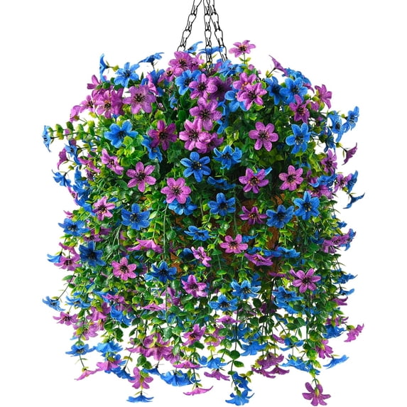 Artificial Faux Hanging Daisy Flowers Plant Basket for Outdoor Spring ...