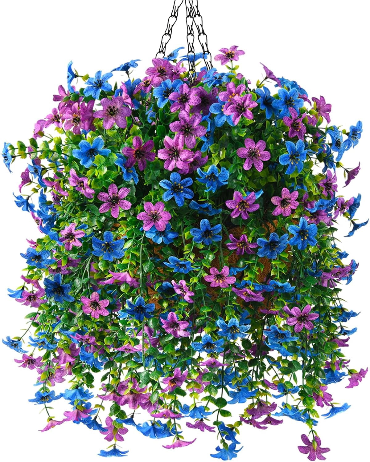 Artificial Faux Hanging Flowers Plants Basket for Outdoor Outside ...