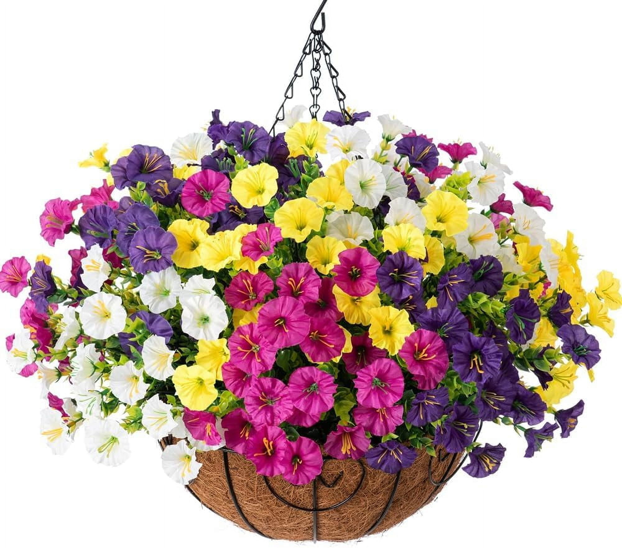 Artificial Faux Hanging Flowers Plants Baskets for Outdoor Spring ...
