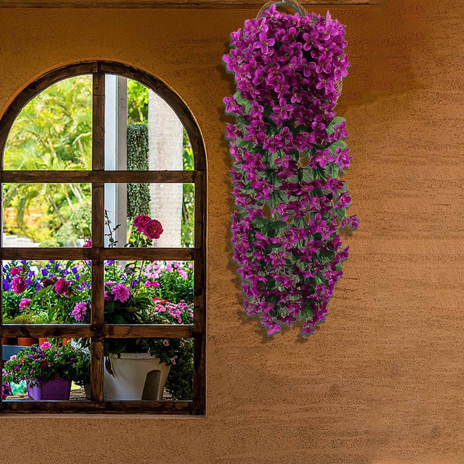 Artificial Faux Hanging Flowers Plants for Outdoor Outside,Fake Silk ...
