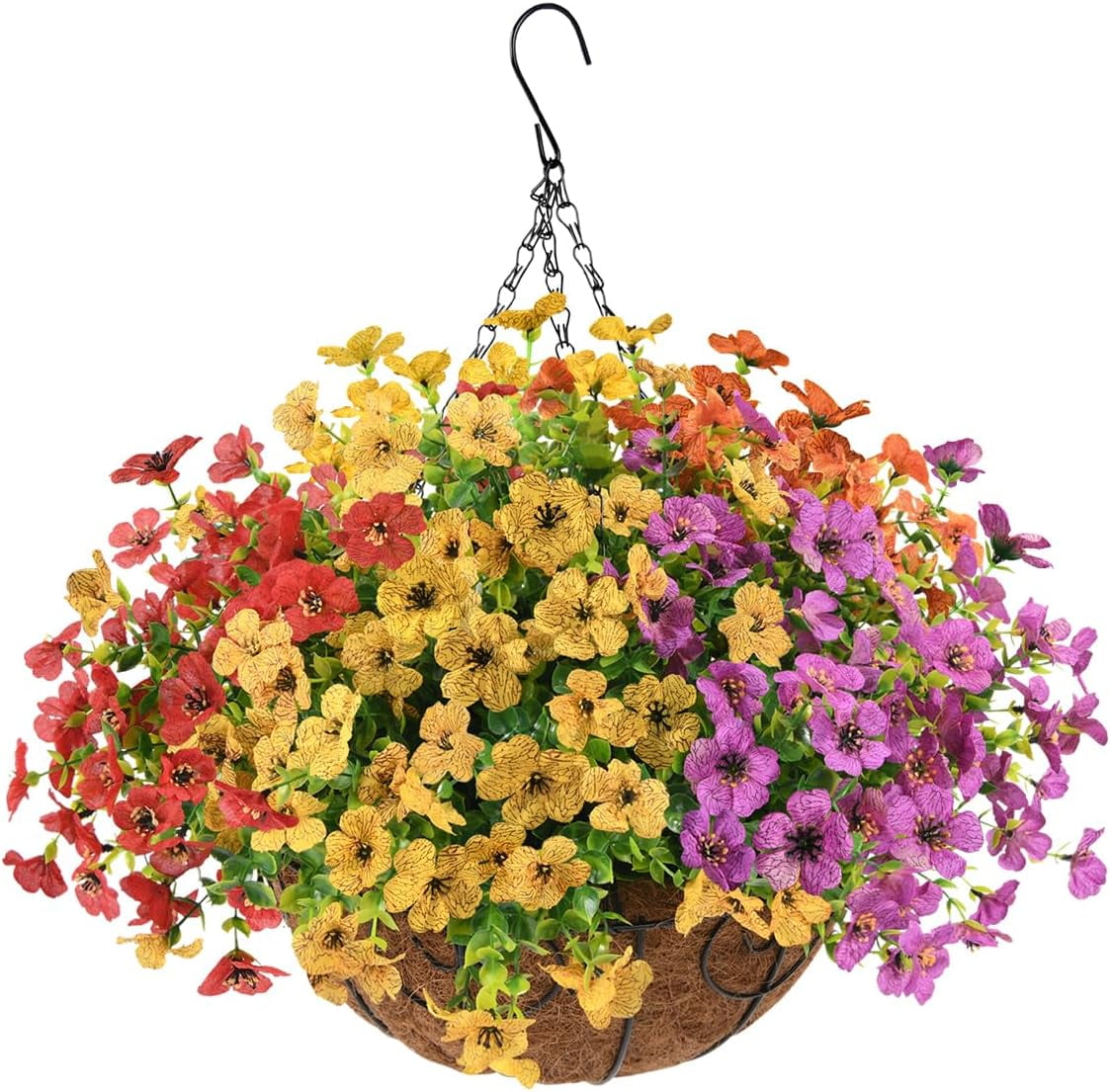 Artificial Faux Hanging Plants Flowers Basket Outdoor Porch Garden ...