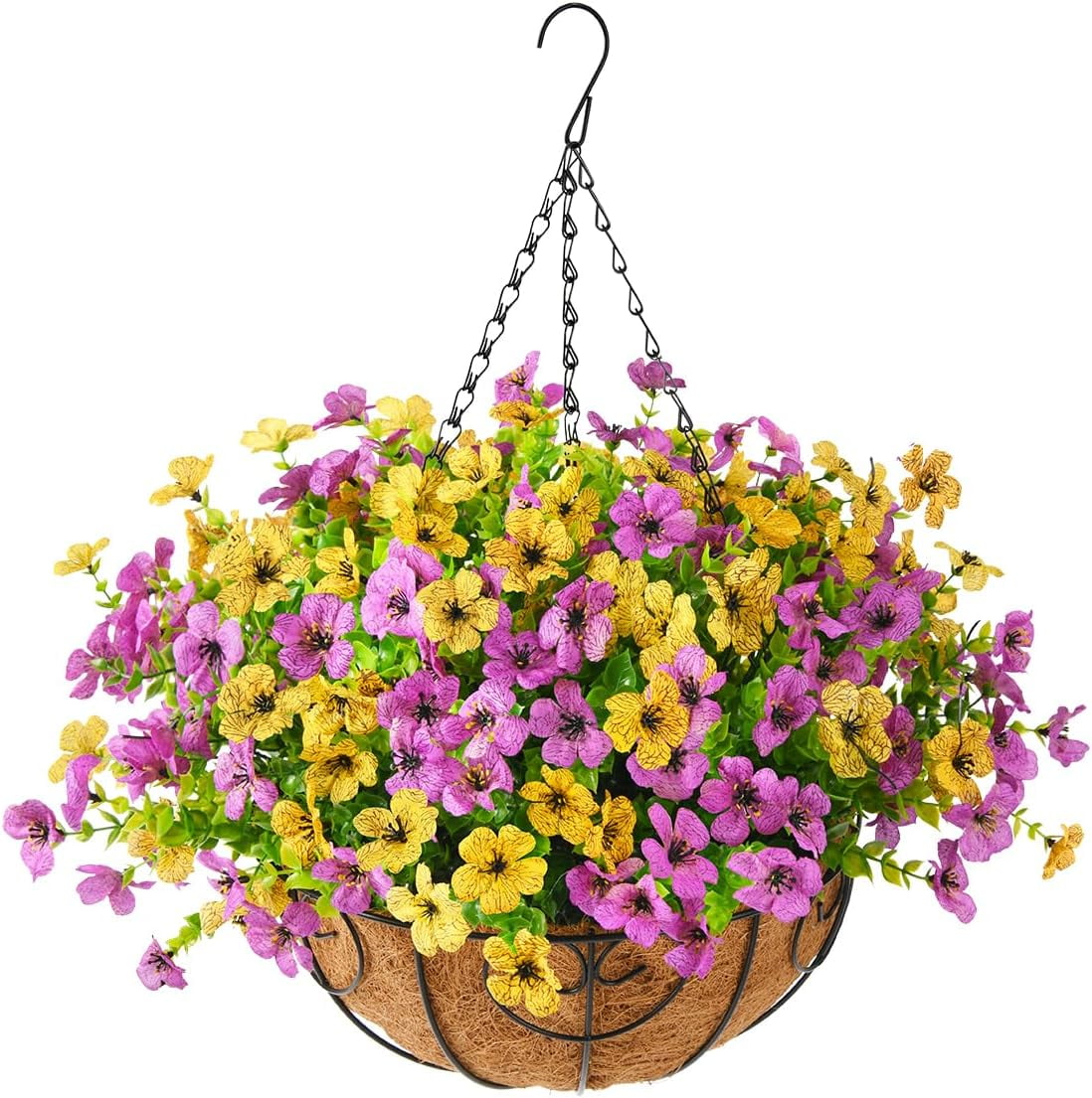 Artificial Faux Hanging Plants Flowers Basket Outdoor Porch Garden ...