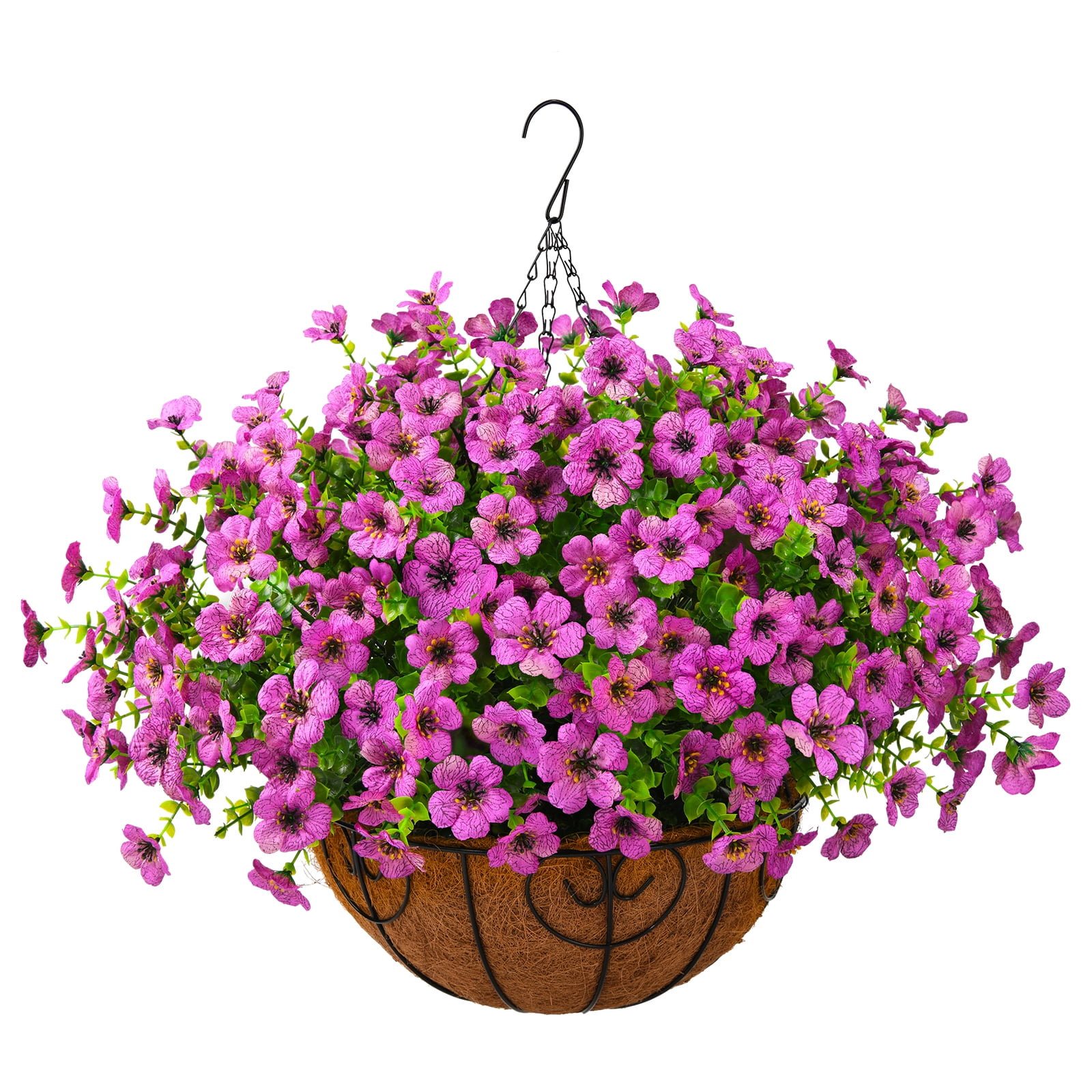 Artificial Faux Hanging Plants Flowers Basket Outdoor Porch Garden ...