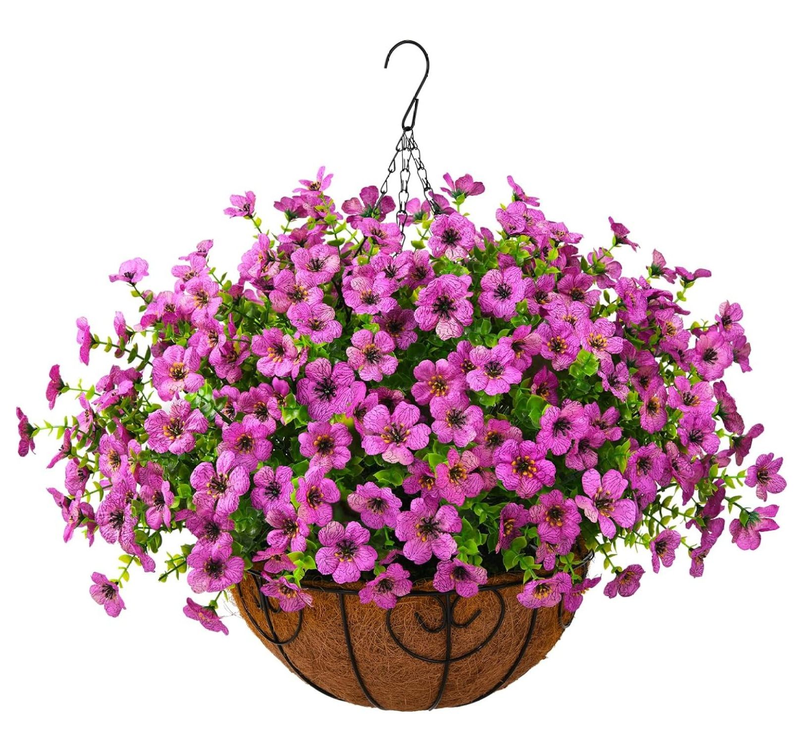 Artificial Faux Hanging Plants Flowers Basket Outdoor Porch Garden ...