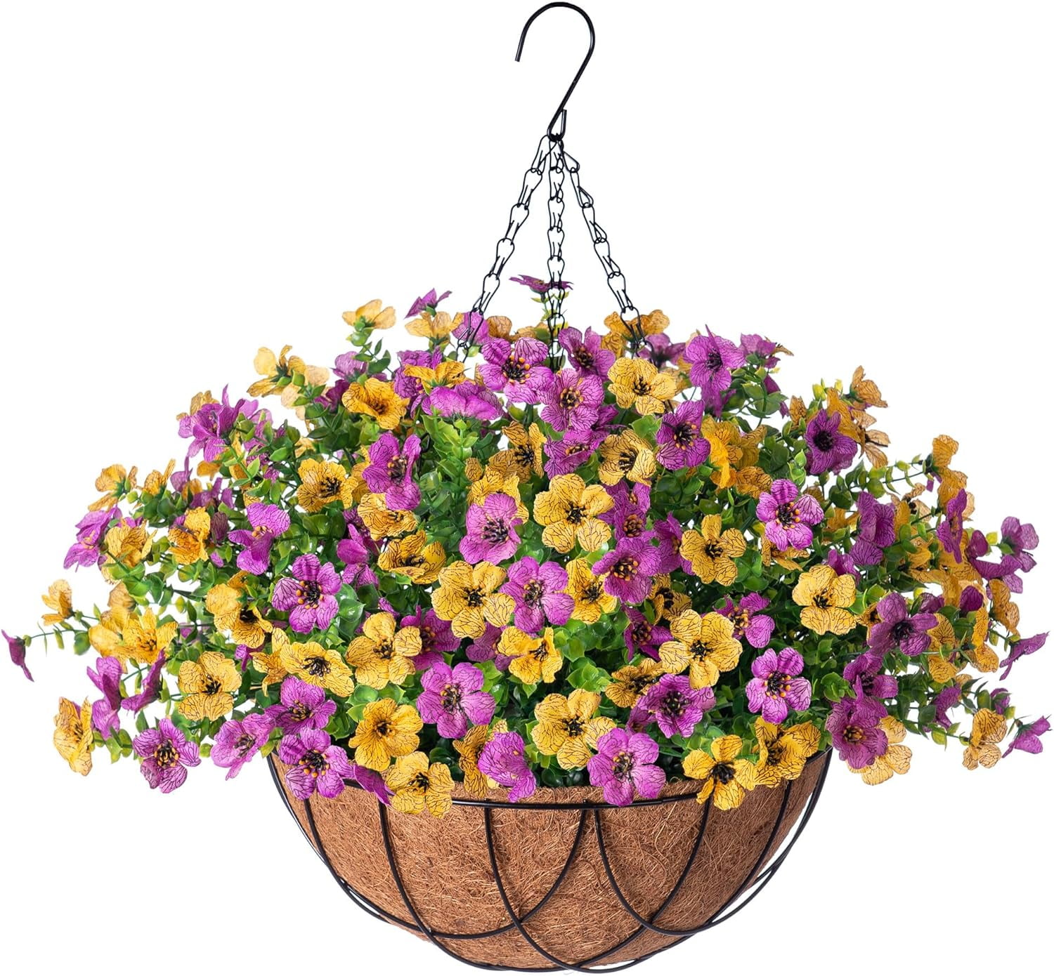 Artificial Faux Hanging Plants Flowers Basket for Spring Outdoor ...