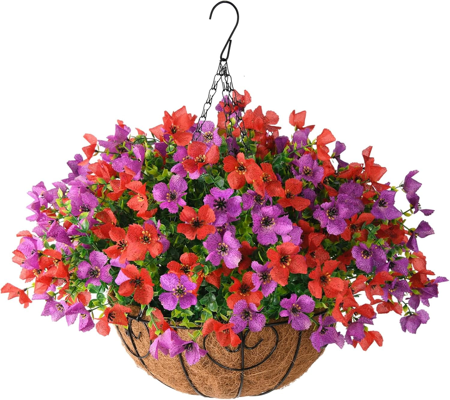 Artificial Faux Hanging Plants Flowers Basket for Spring Outdoor ...