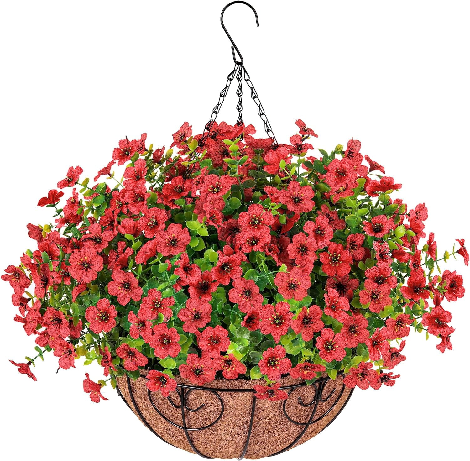 Artificial Faux Hanging Plants Flowers Basket for Spring Outdoor ...