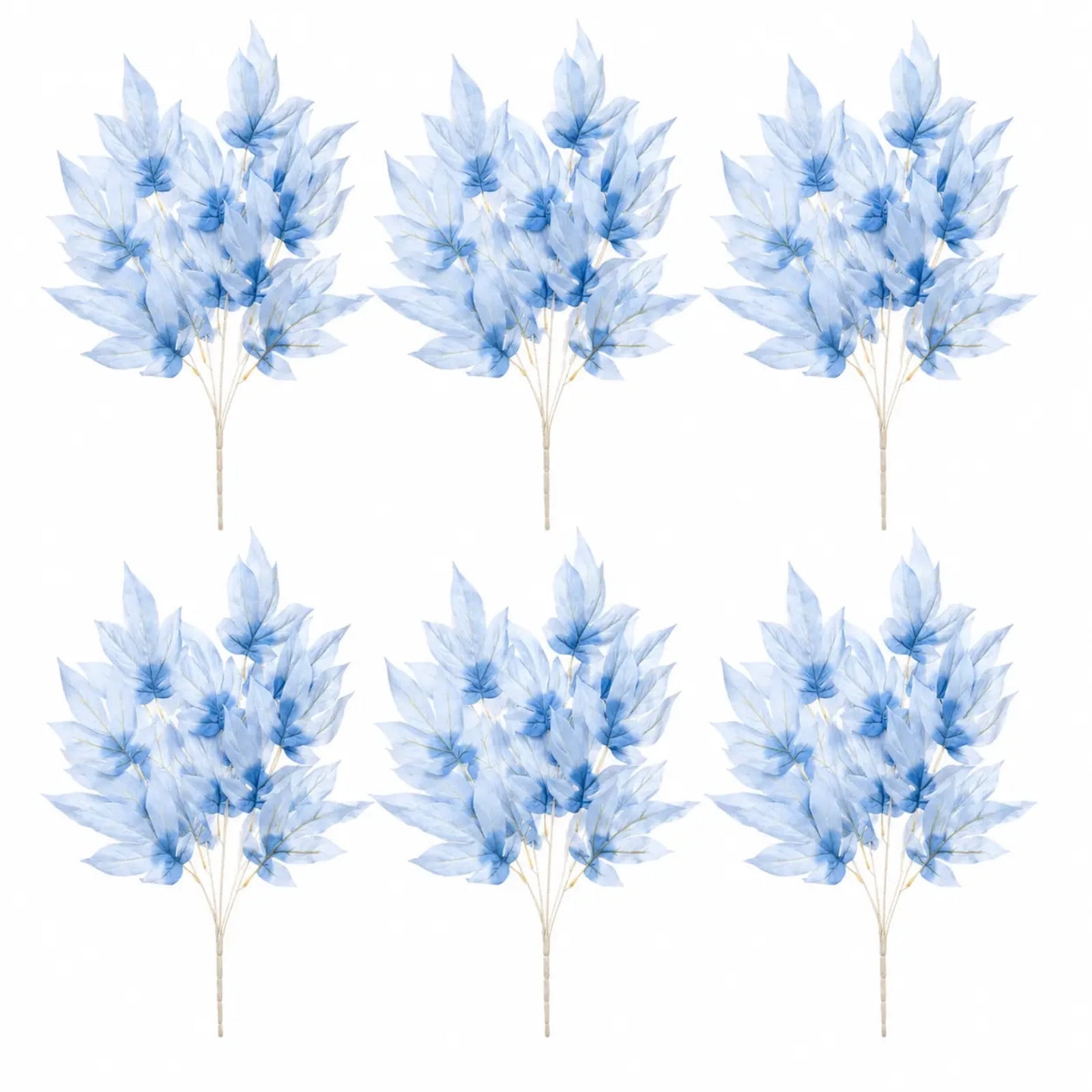 Artificial Faux Leaves Potted Plant 6-Pack Sky Blue For Indoor Outdoor ...