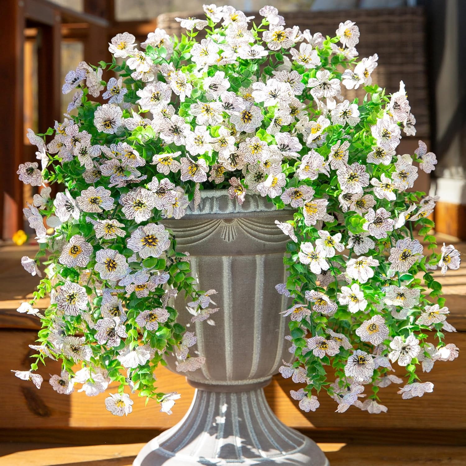 Artificial Faux Outdoor Outside , 2 count Silk Look Real White Daisy ...