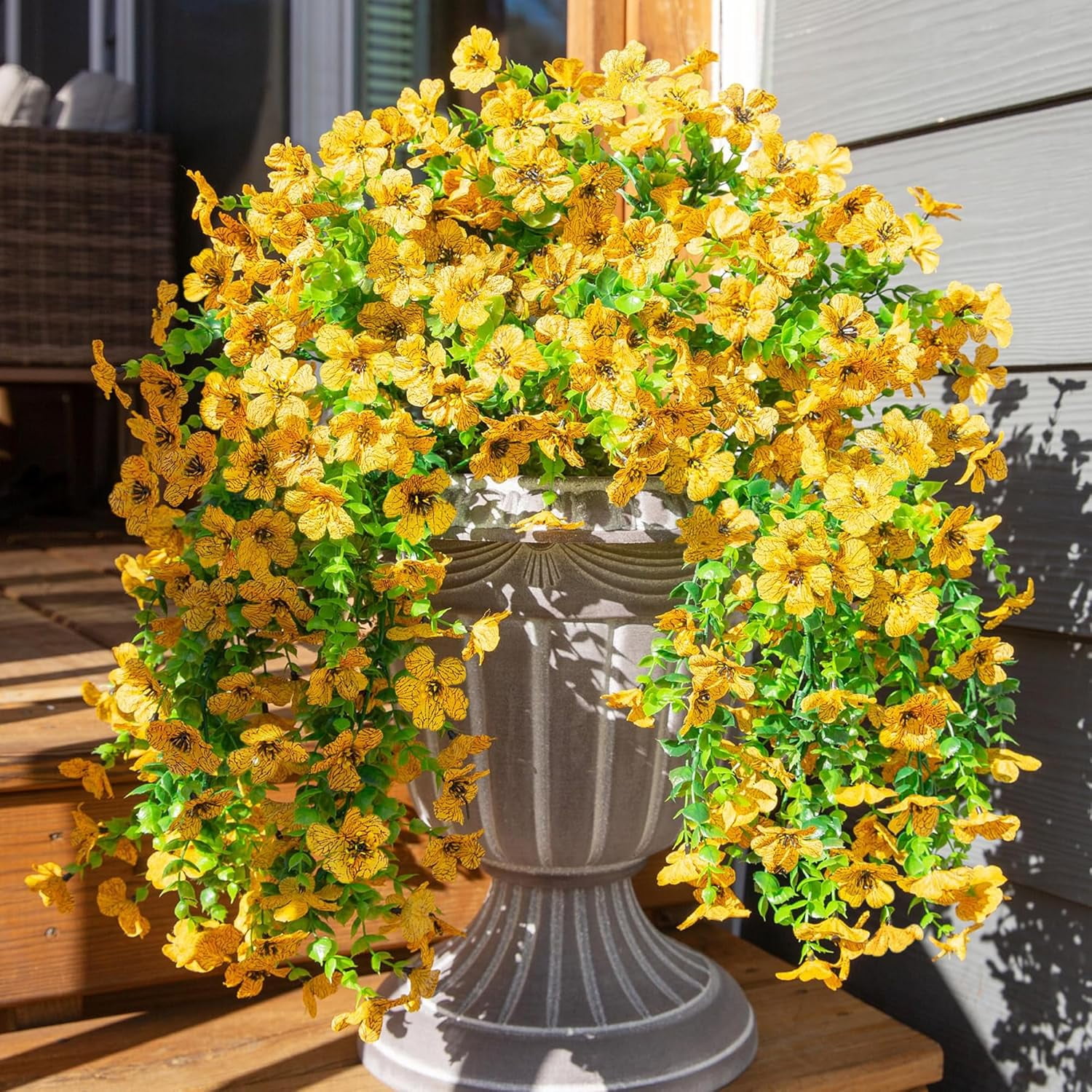 Artificial Faux Outdoor Outside Flowers Plants, 2 PCS Fake Silk UV ...