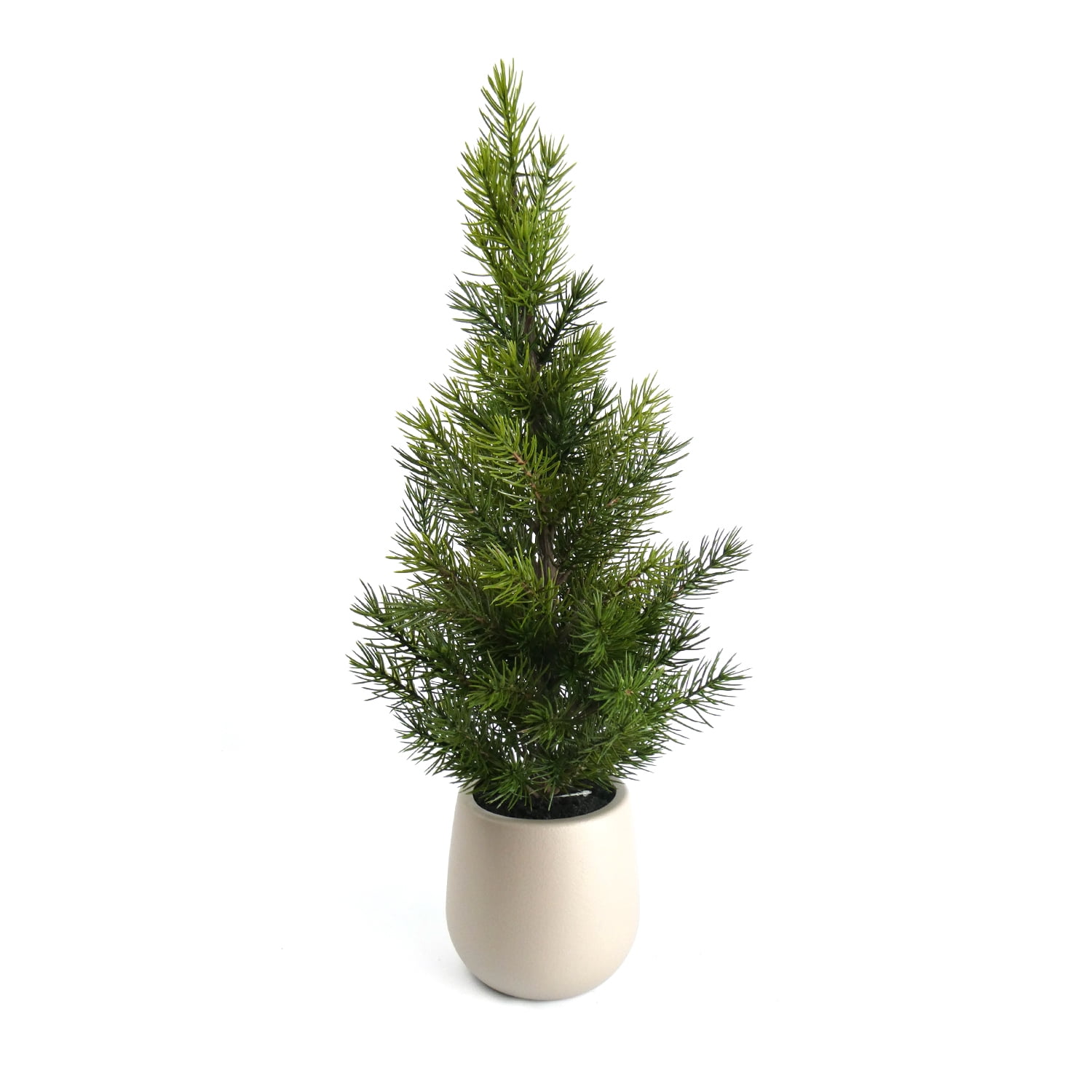 Artificial Faux Pine Tree in Plastic Grey Pot 21" Centepeice Tabletop ...