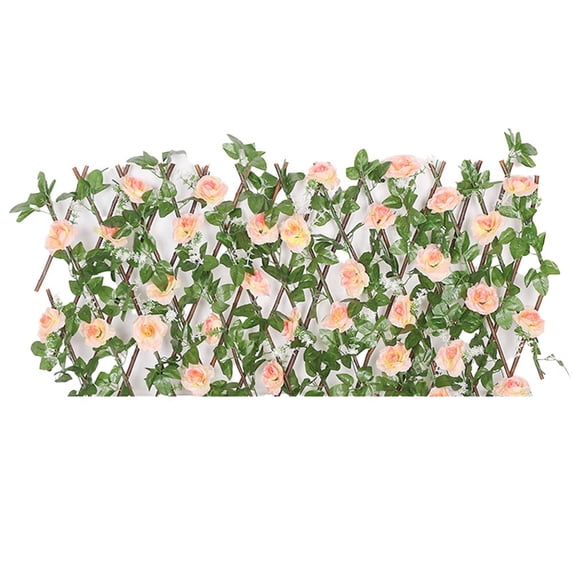 Artificial Fence Expandable Wooden Trellis With Green Leaf Vines And ...