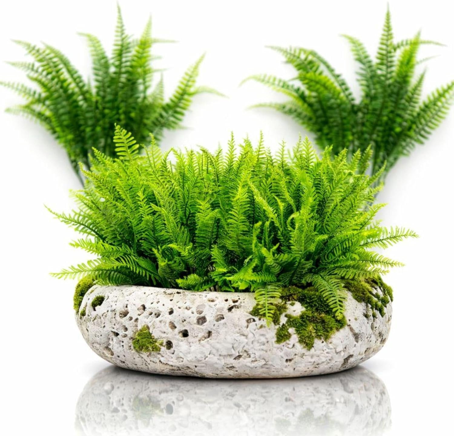 Artificial Fern 12 Faux Greenery Bushes for Outdoor Porch Planter Patio ...
