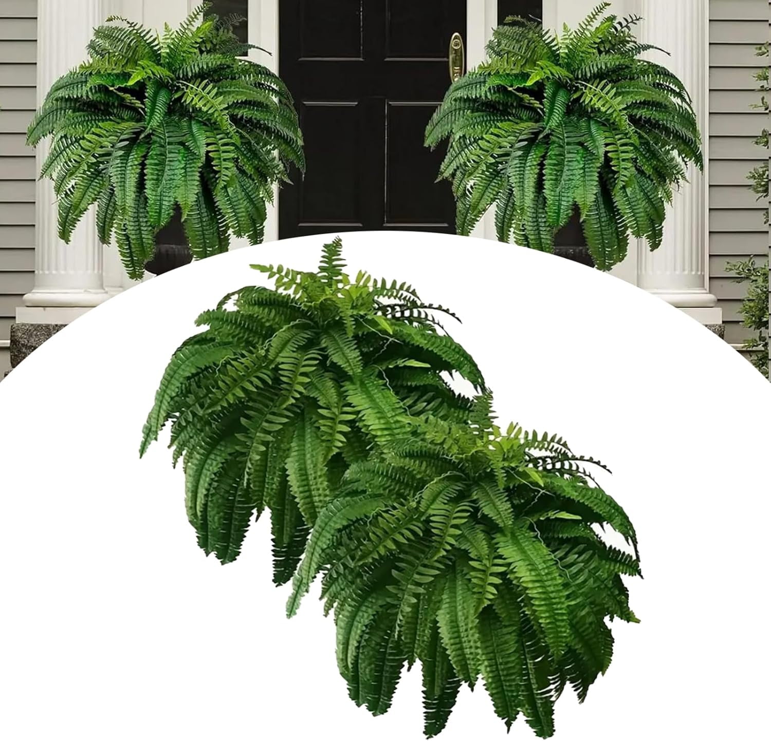 Artificial Ferns for Outdoors, Realistic Faux Boston Ferns Set of 2 ...