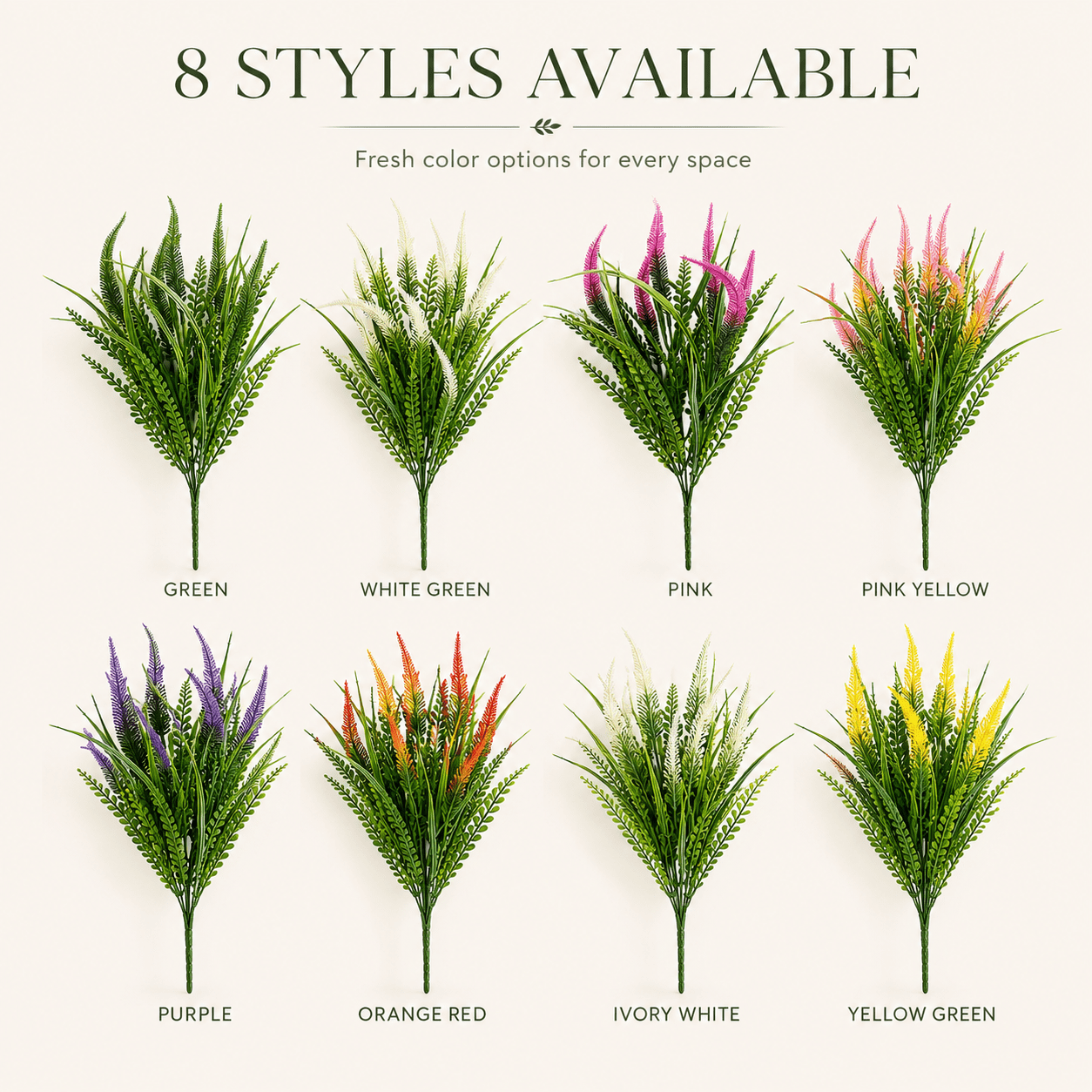 Artificial Ferns for Outdoors, UV Resistant Fake Greenery with Flower ...