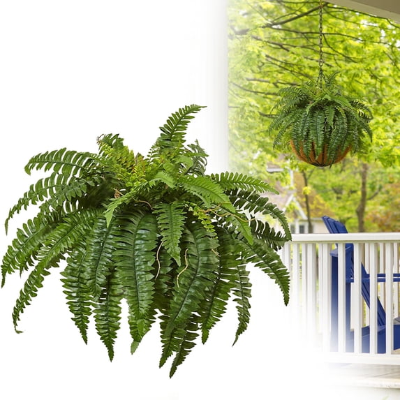 Artificial Ferns Plants with Hanging Basket for Outdoor Decoration,Fake ...