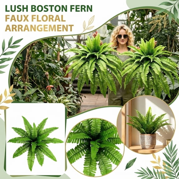 Artificial Ferns for Outdoors Lifelike Boston Fern Plants UV Resistant ...