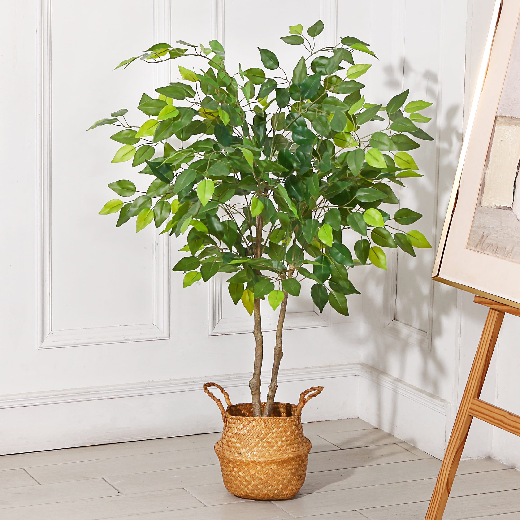 Dr. Planzen 4FT Tall Artificial Ficus Silk Tree, Faux Plastic Fig Tree ...