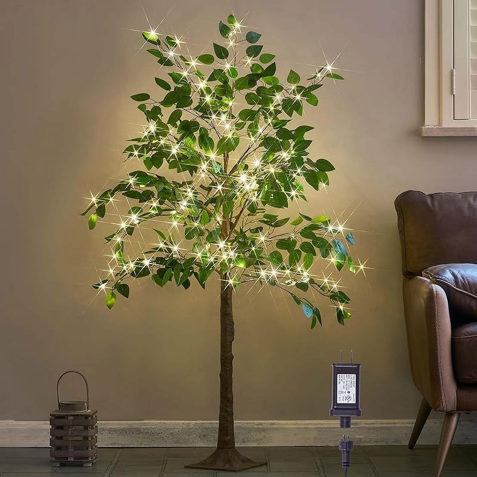 Artificial Ficus Silk Tree Lights 6FT 264LED Fairy Lights, Faux Plant ...