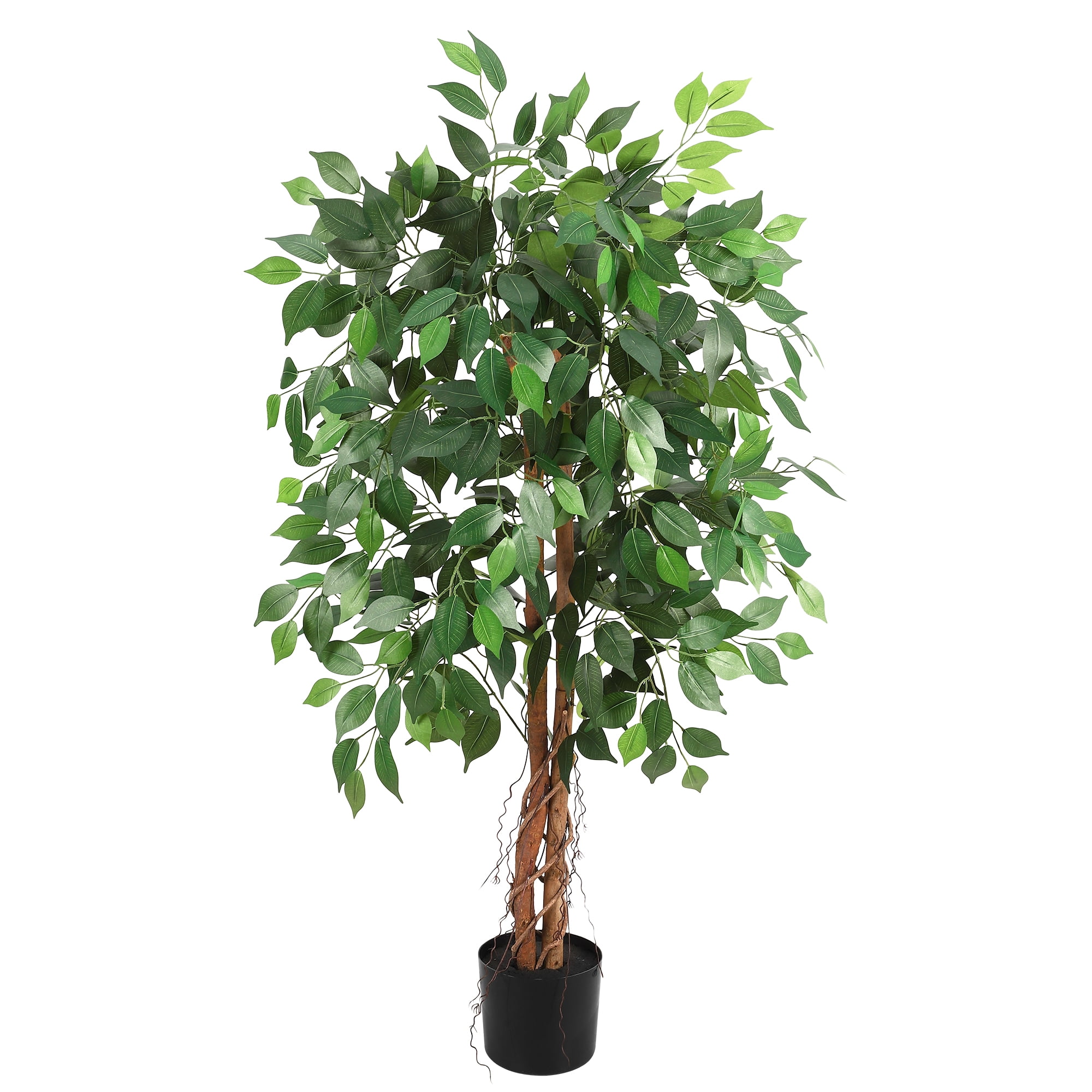 Artificial Ficus Tree, 4/5/6 ft Tall Fake Ficus Silk Tree with Natural ...