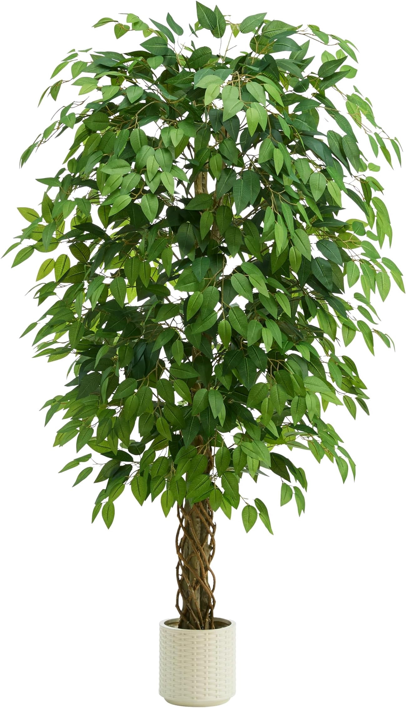 Artificial Ficus Tree:5FT Faux Silk Floor Tall Ficus Large Potted with ...