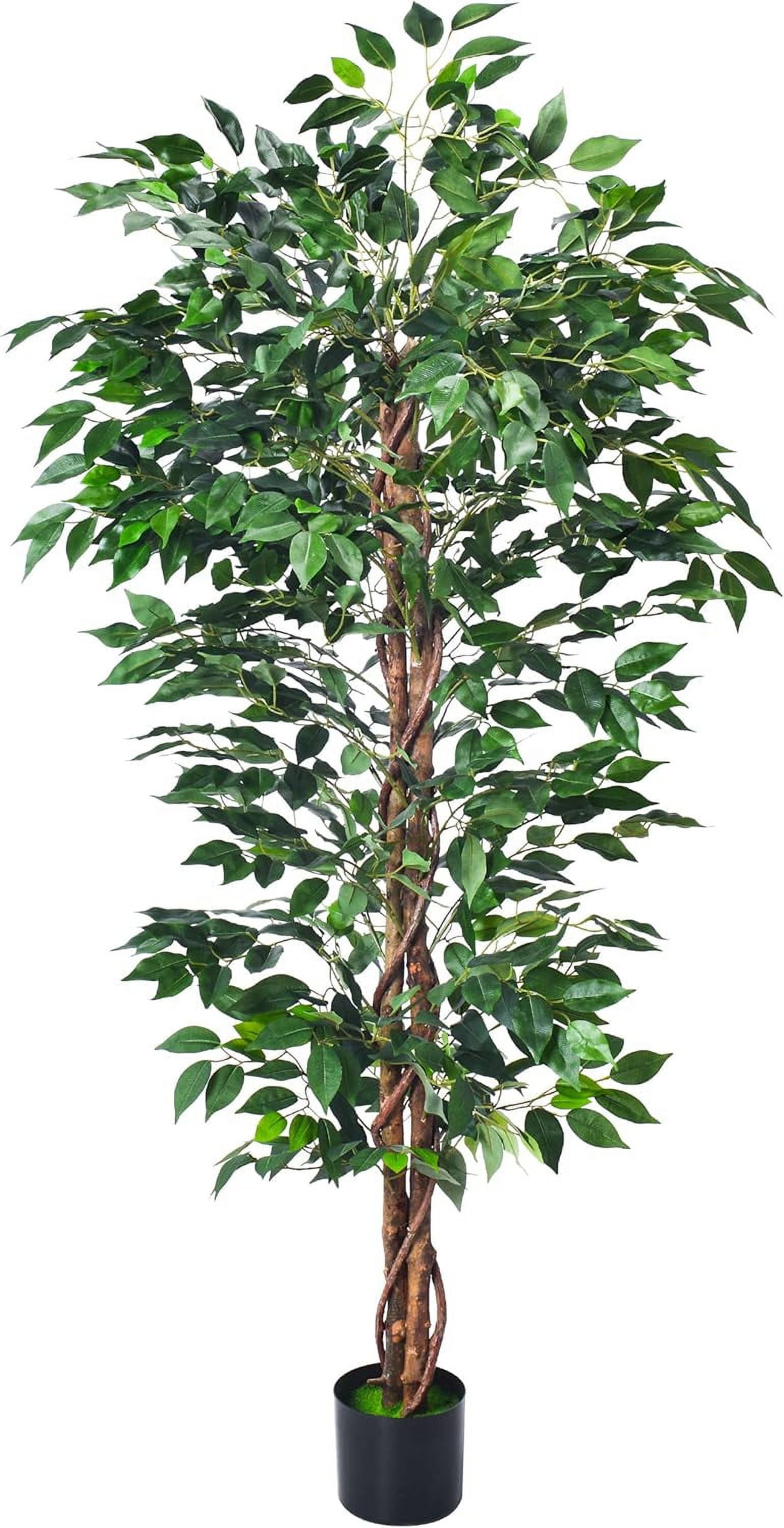 Artificial Ficus Tree 5FT Faux Silk Plants with Sturdy Plastic Nursery ...