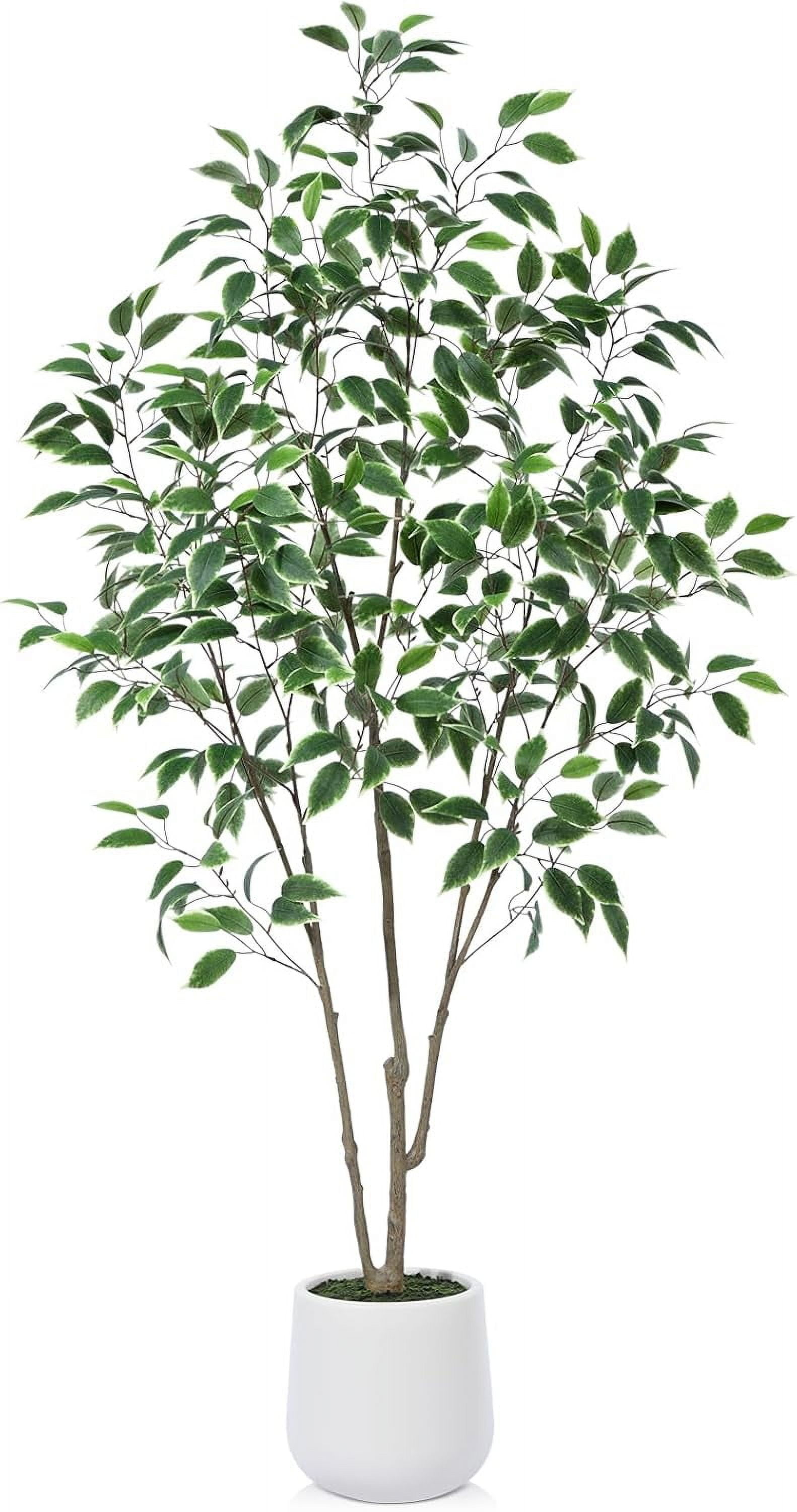 Artificial Ficus Tree, 6FT Fake Silk Ficus Plant with Planter, Indoor ...