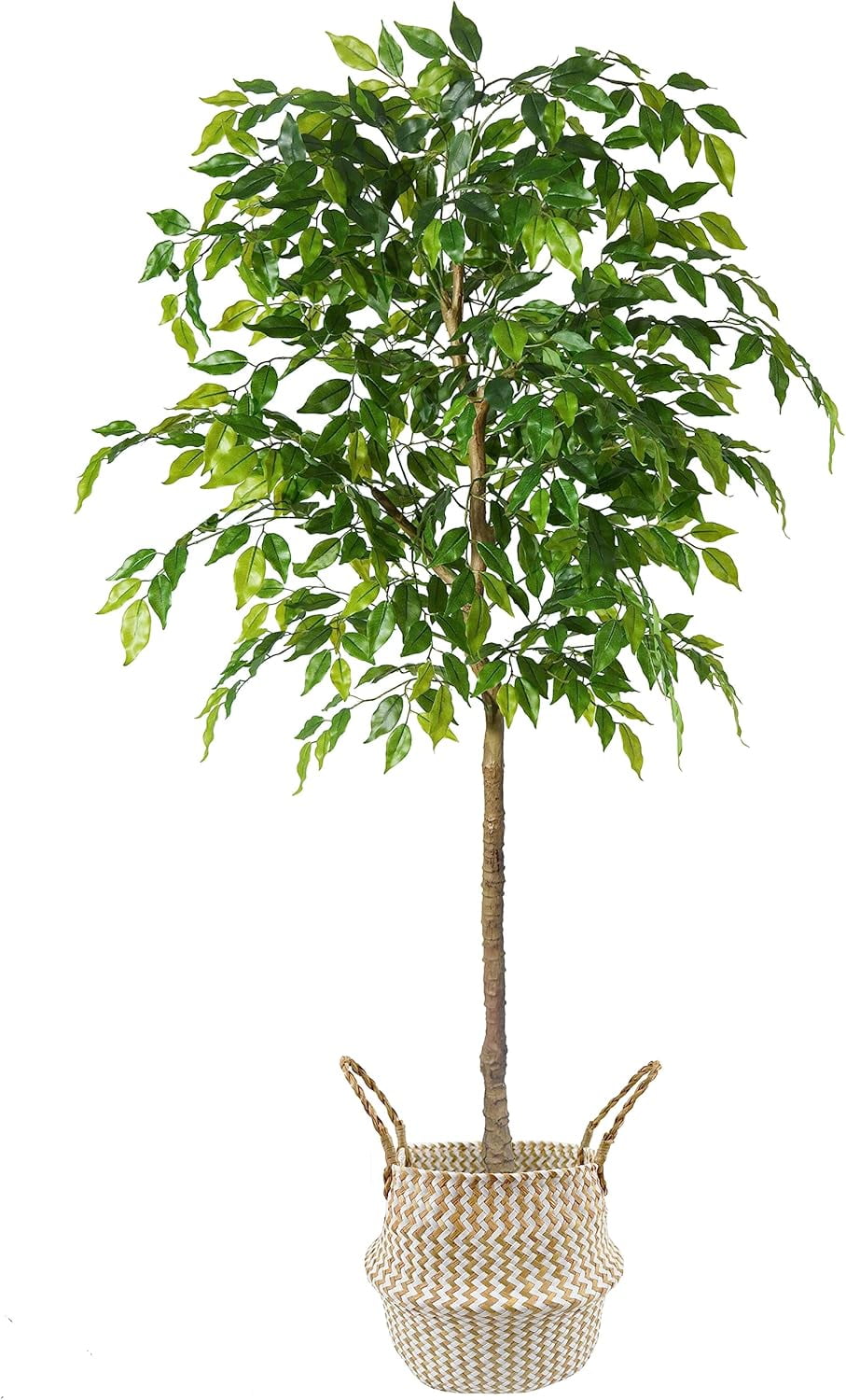 Artificial Ficus Tree, 6ft Tall Silk Fake Ficus Leaves Plant with ...