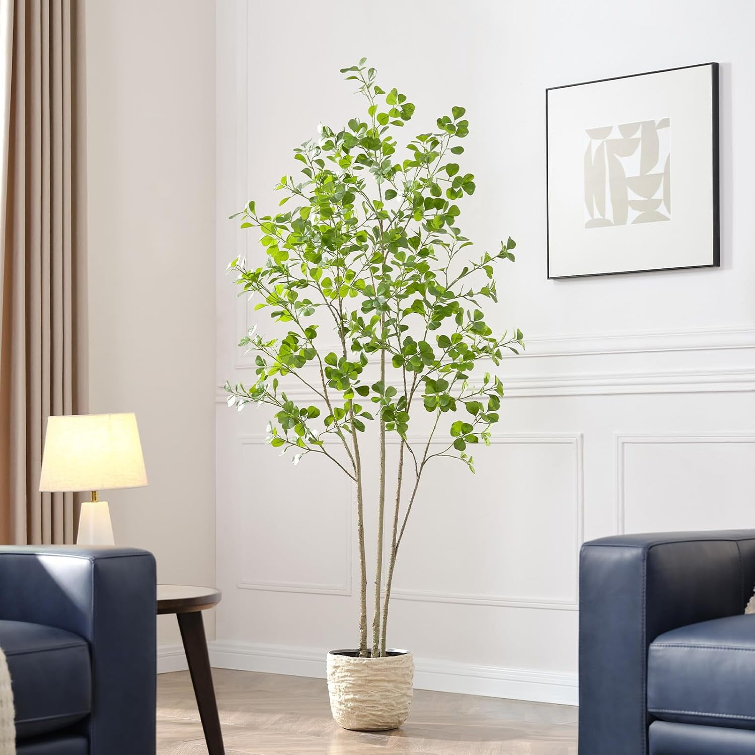 Artificial Ficus Tree with Heart-Shaped Leaves, 6ft Tall, Lush & Full ...