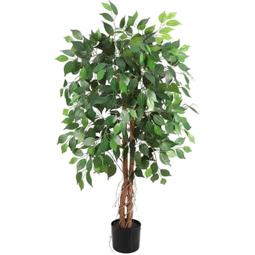 DR. PLANZEN 7FT Artificial Ficus Tree with Natural Trunk, Lifelike ...