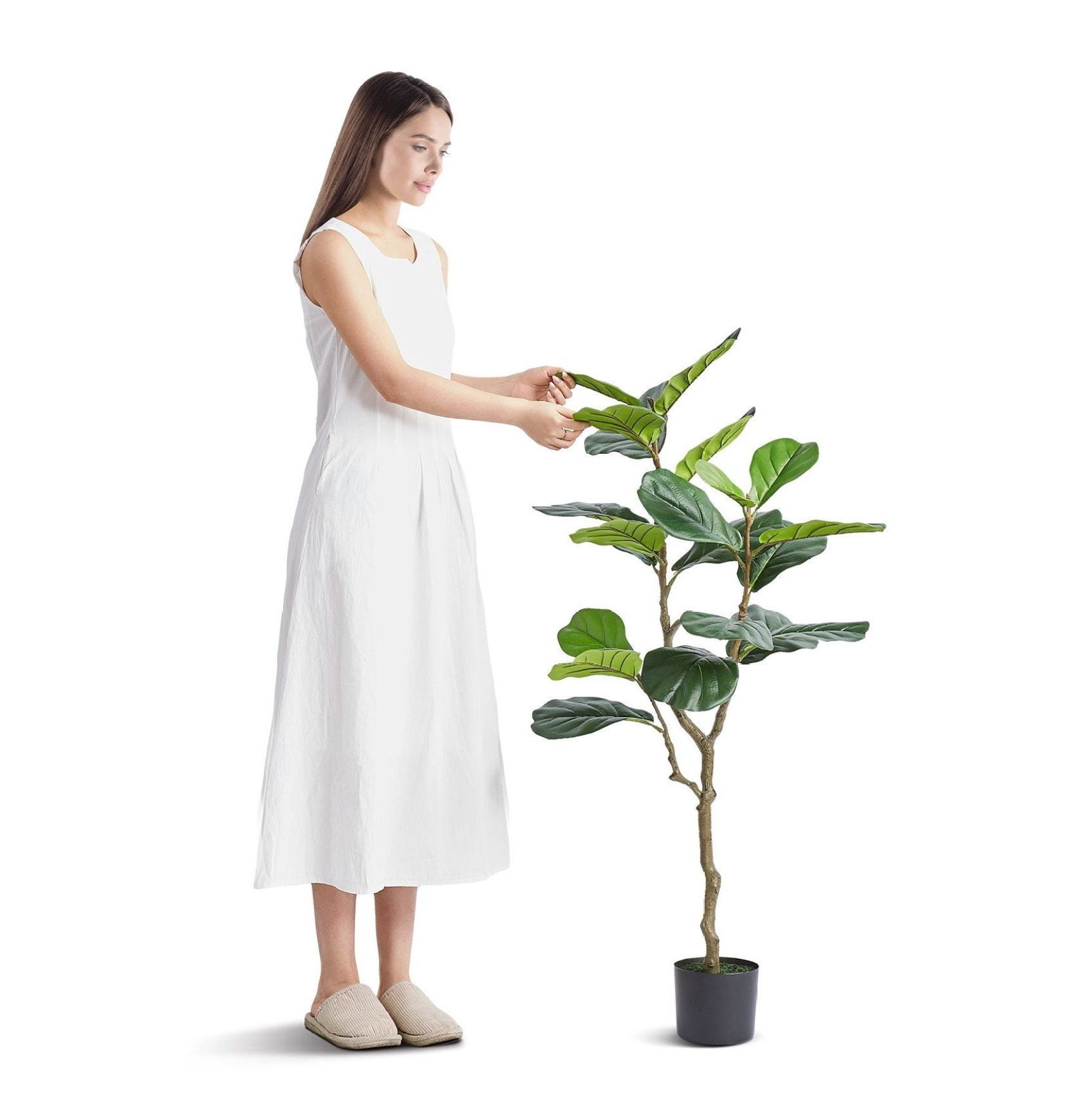 Artificial Fiddle Leaf Fig Tree 4 FT - Realistic PE Material, Anti-Tip ...