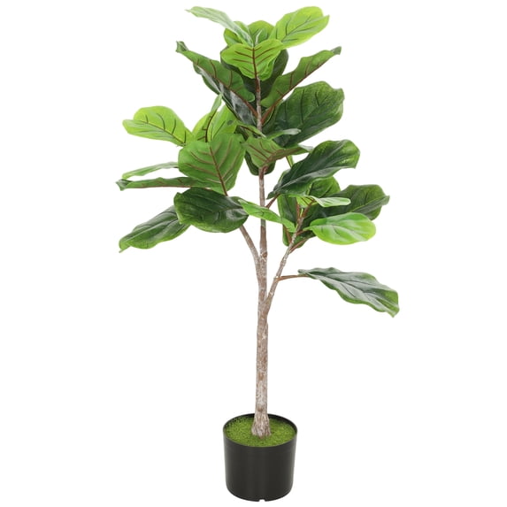 Artificial Fiddle Leaf Fig Tree, 43" Potted Plant with Flocked Soil for ...