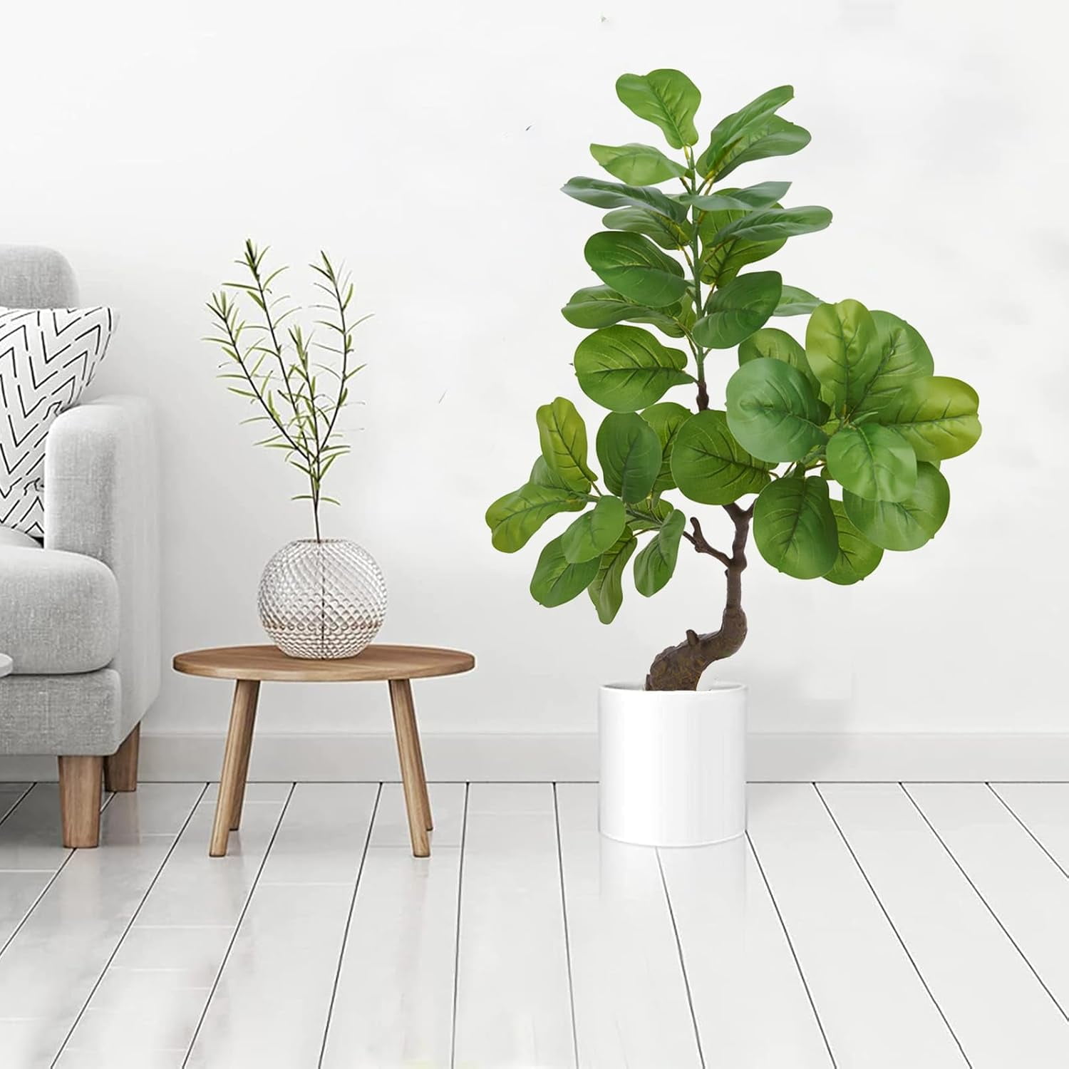 Artificial Fiddle Leaf Fig Tree 49" Fake Potted Tree with Trunks ...