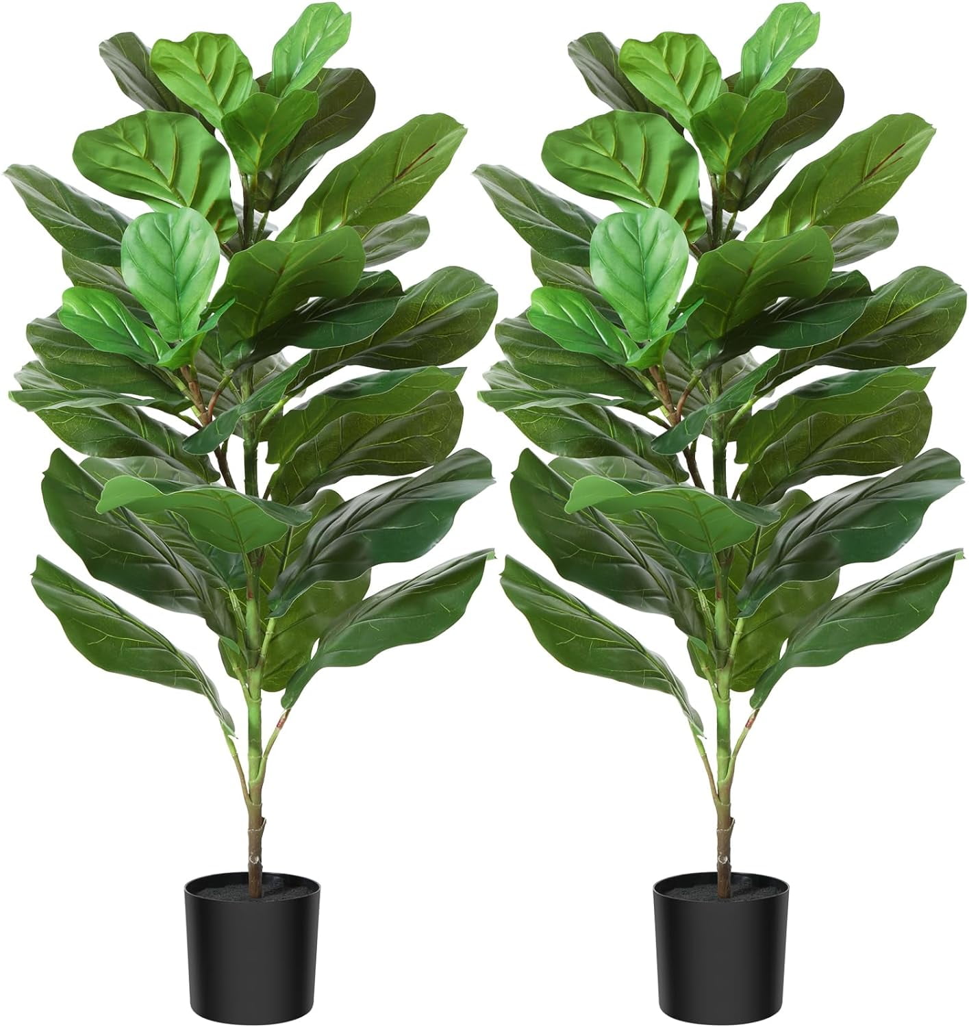 Artificial Fiddle Leaf Fig Tree 50 Inch Fake Ficus Lyrata Plant with 56 ...