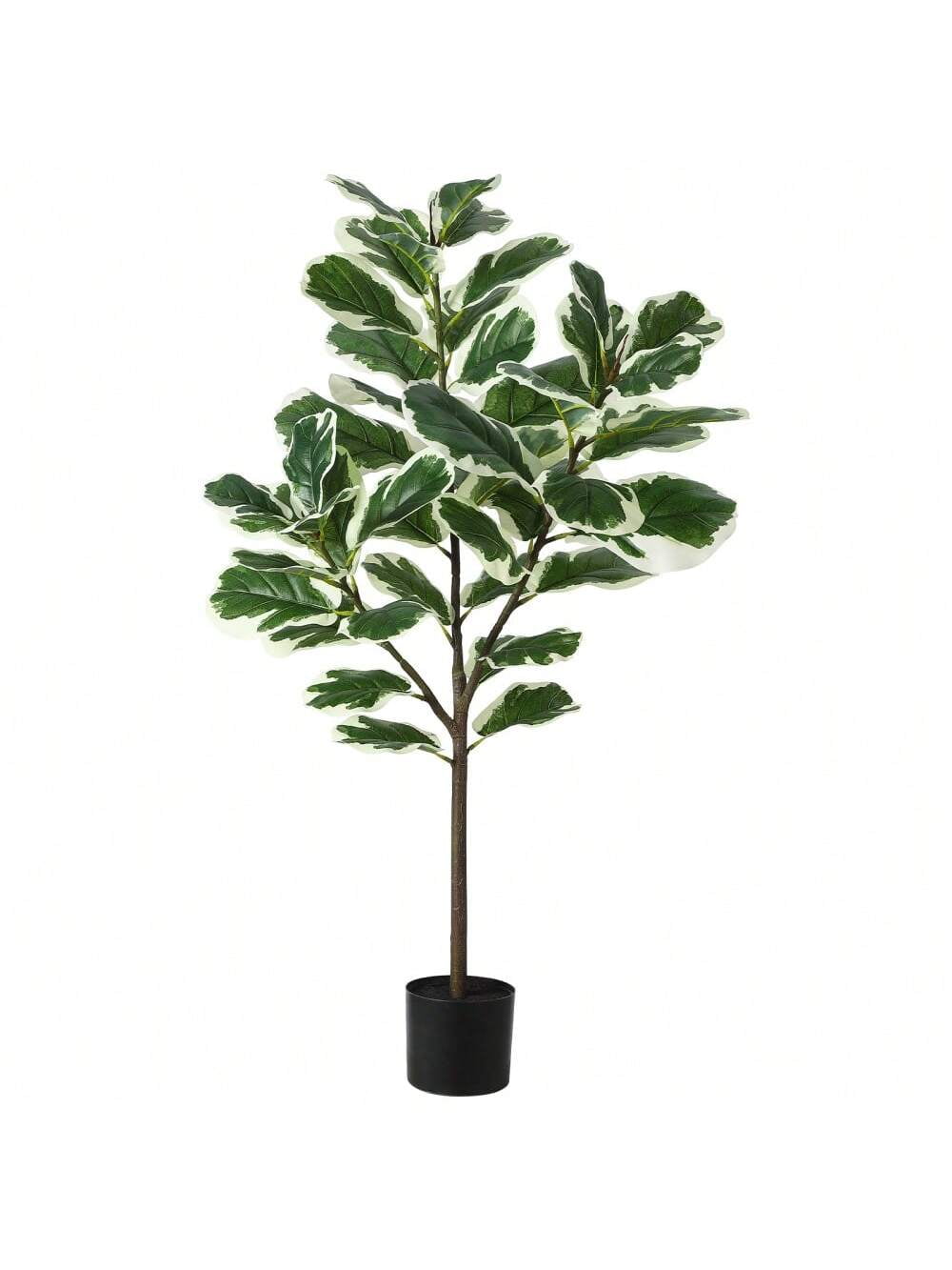 Artificial Fiddle Leaf Fig Tree, 51 Inch Faux Ficus Lyrata Plant With ...
