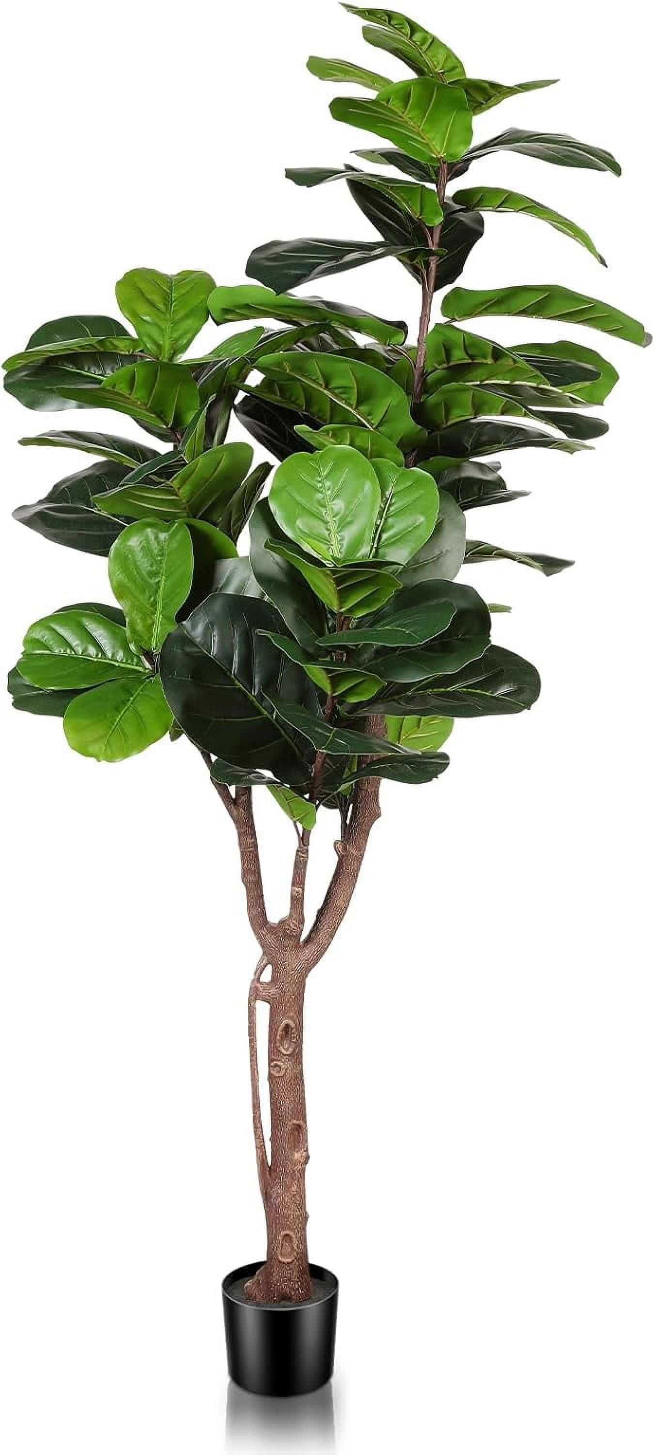 Artificial Fiddle Leaf Fig Tree - 5ft Fake Ficus Lyrata Plant with 78 ...