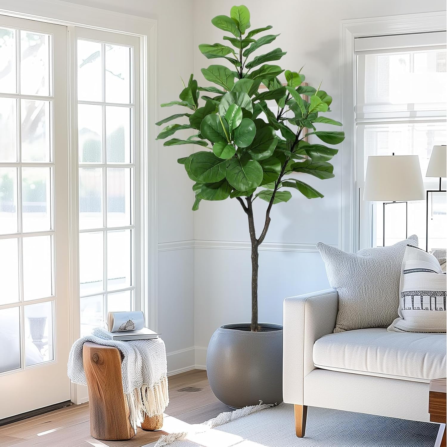 Artificial Fiddle Leaf Fig Tree 6FT(72in) Tall Faux Silk Ficus Trees ...