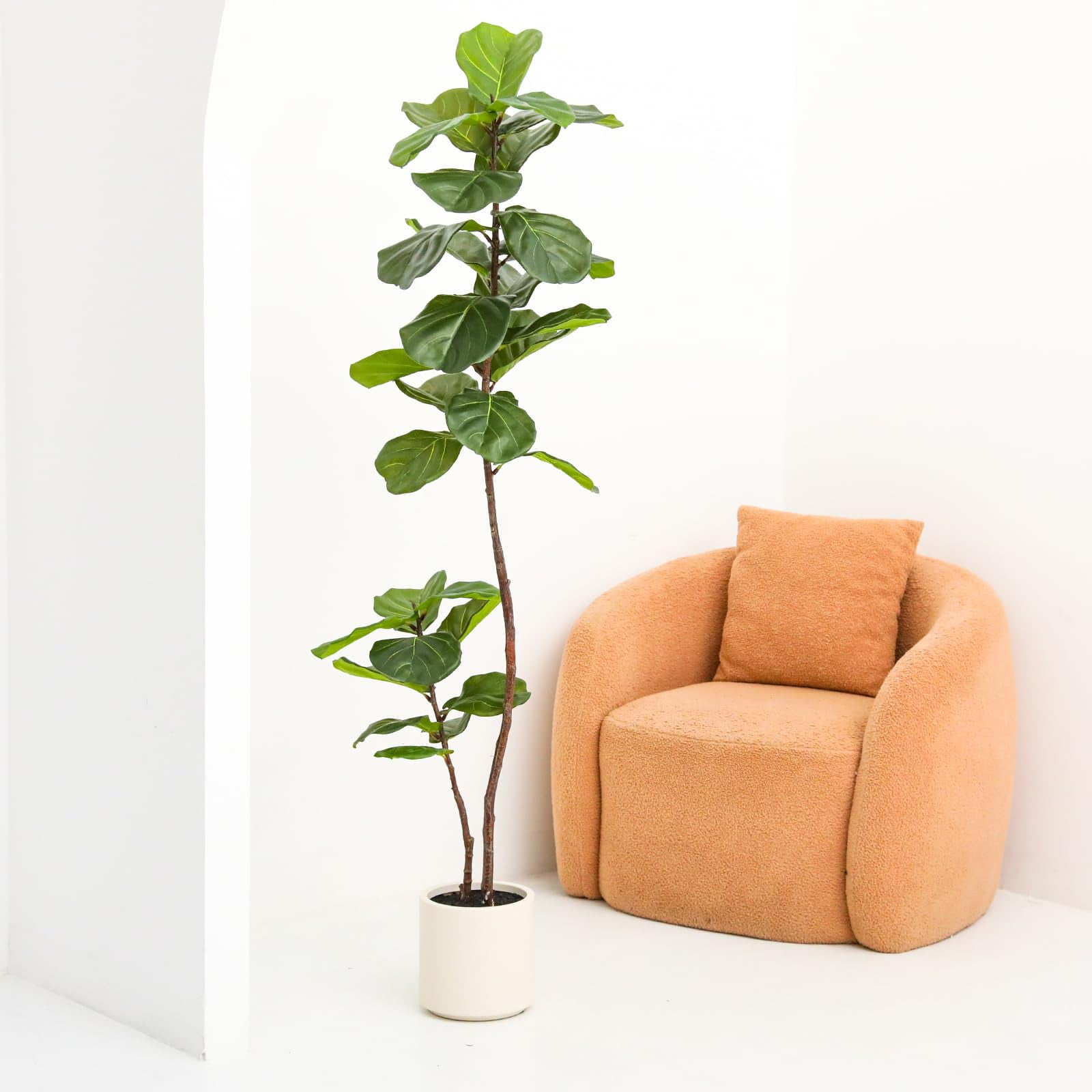 Artificial Fiddle Leaf Fig Tree 6FT Faux Plant Fake Ficus Lyrata Silk ...