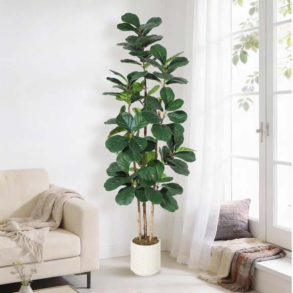 Artificial Fiddle Leaf Tree, 5ft/6ft7ft Faux Plant Fake Ficus Lyrata ...
