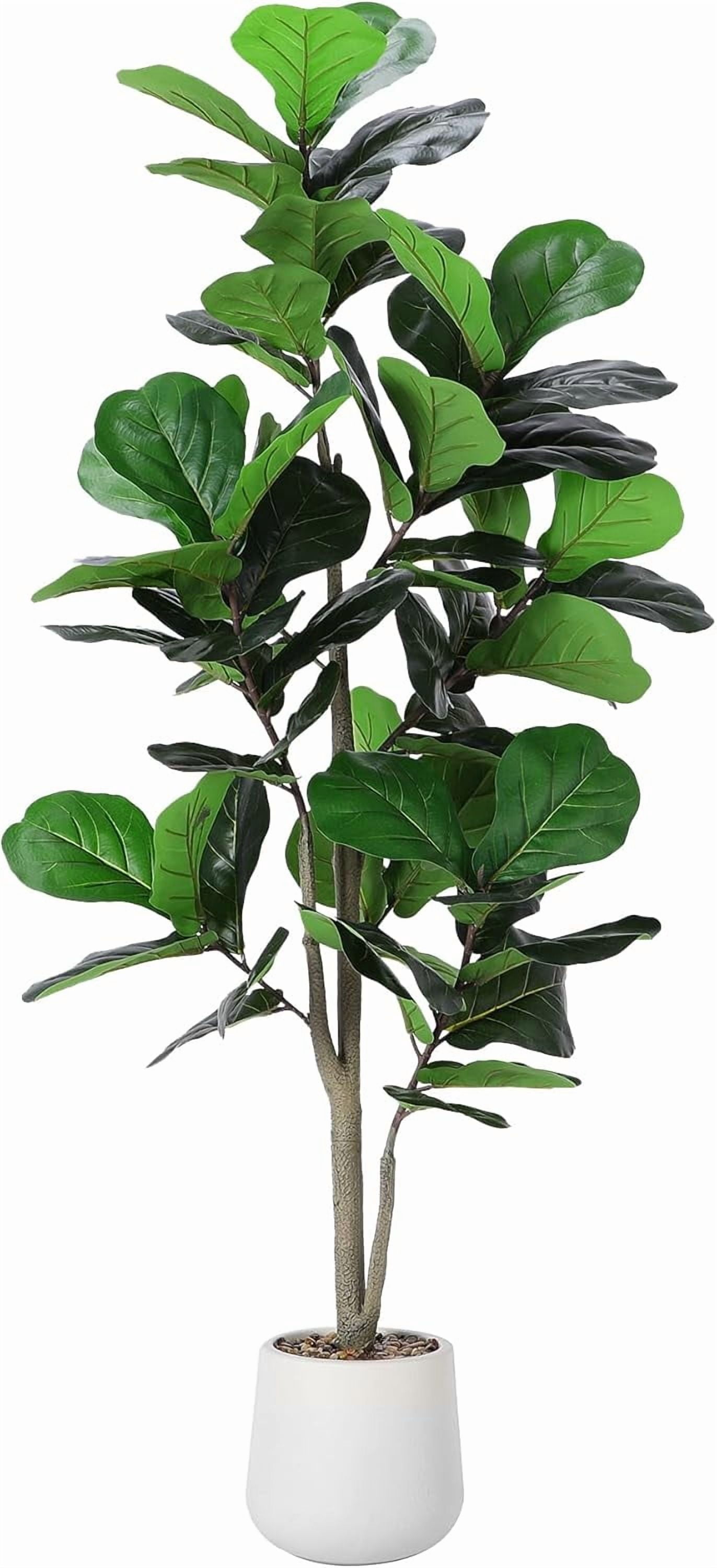 Artificial Fiddle Leaf Tree, 5ft Faux Plant Fake Ficus Lyrata Silk ...