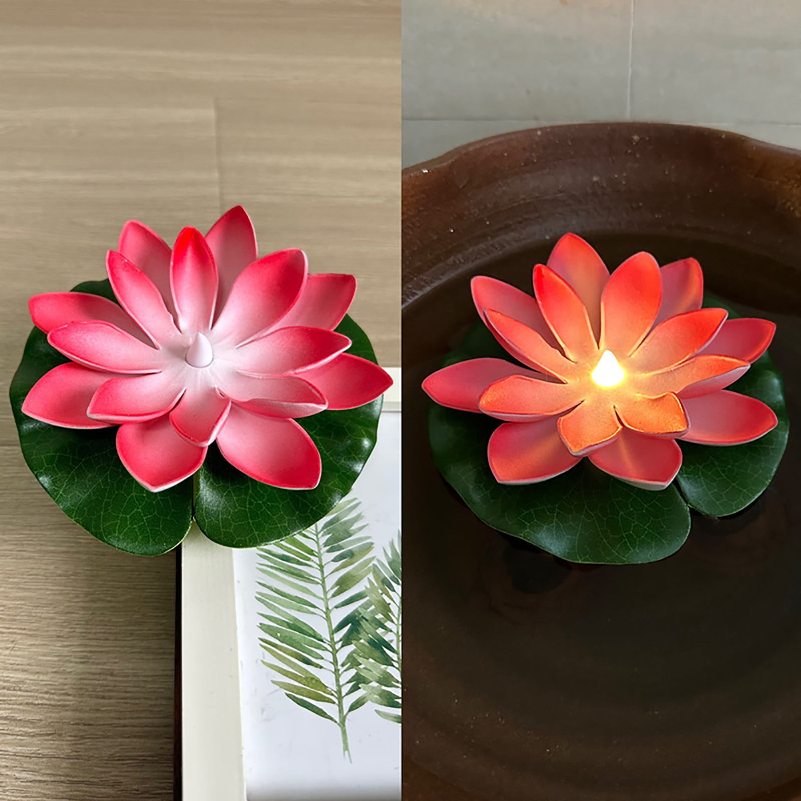 Artificial Floating Foam Lotus Flower Lamp, LED Floating Water ...