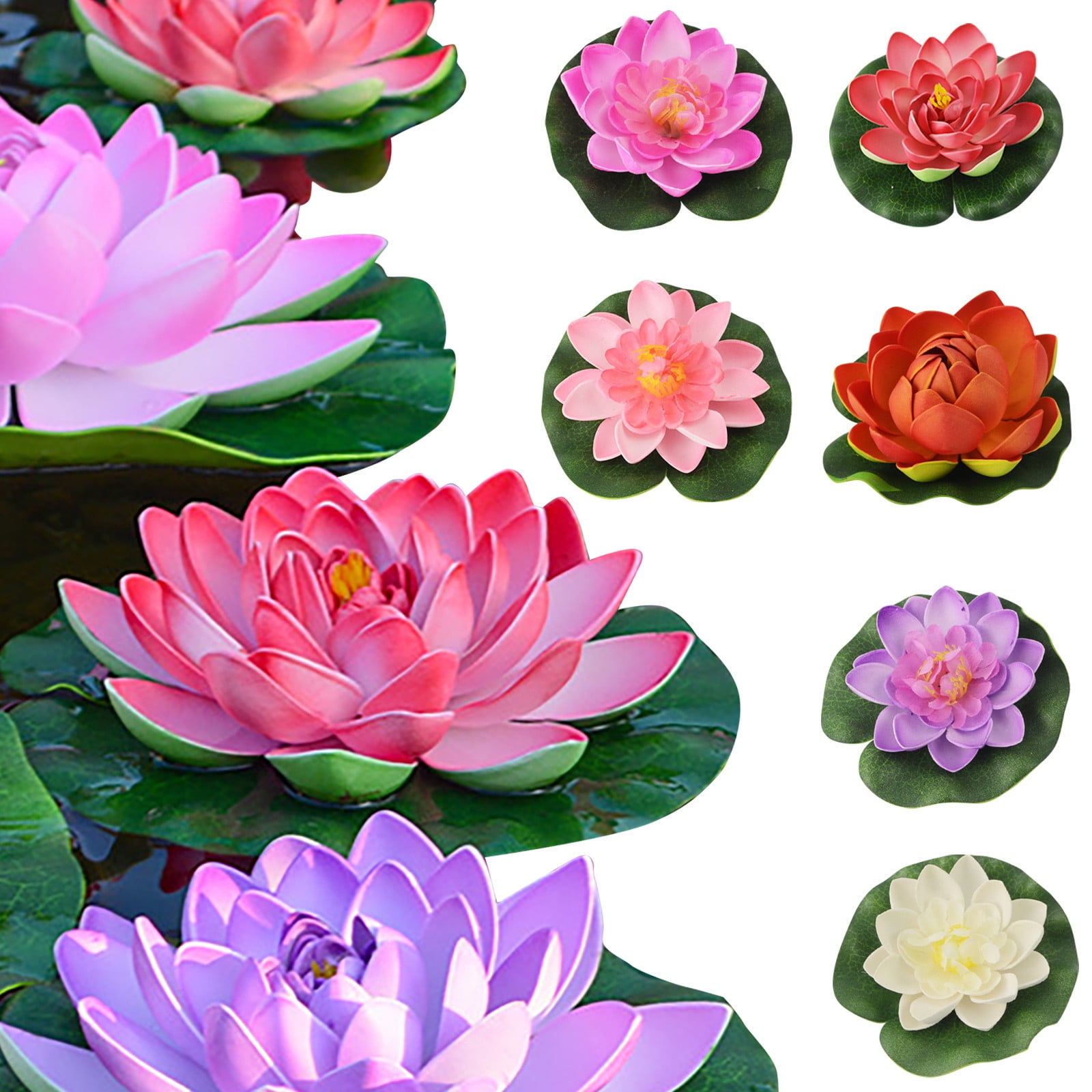 Artificial Floating Foam Lotus Flowers Water Lily Pond Plants Home ...