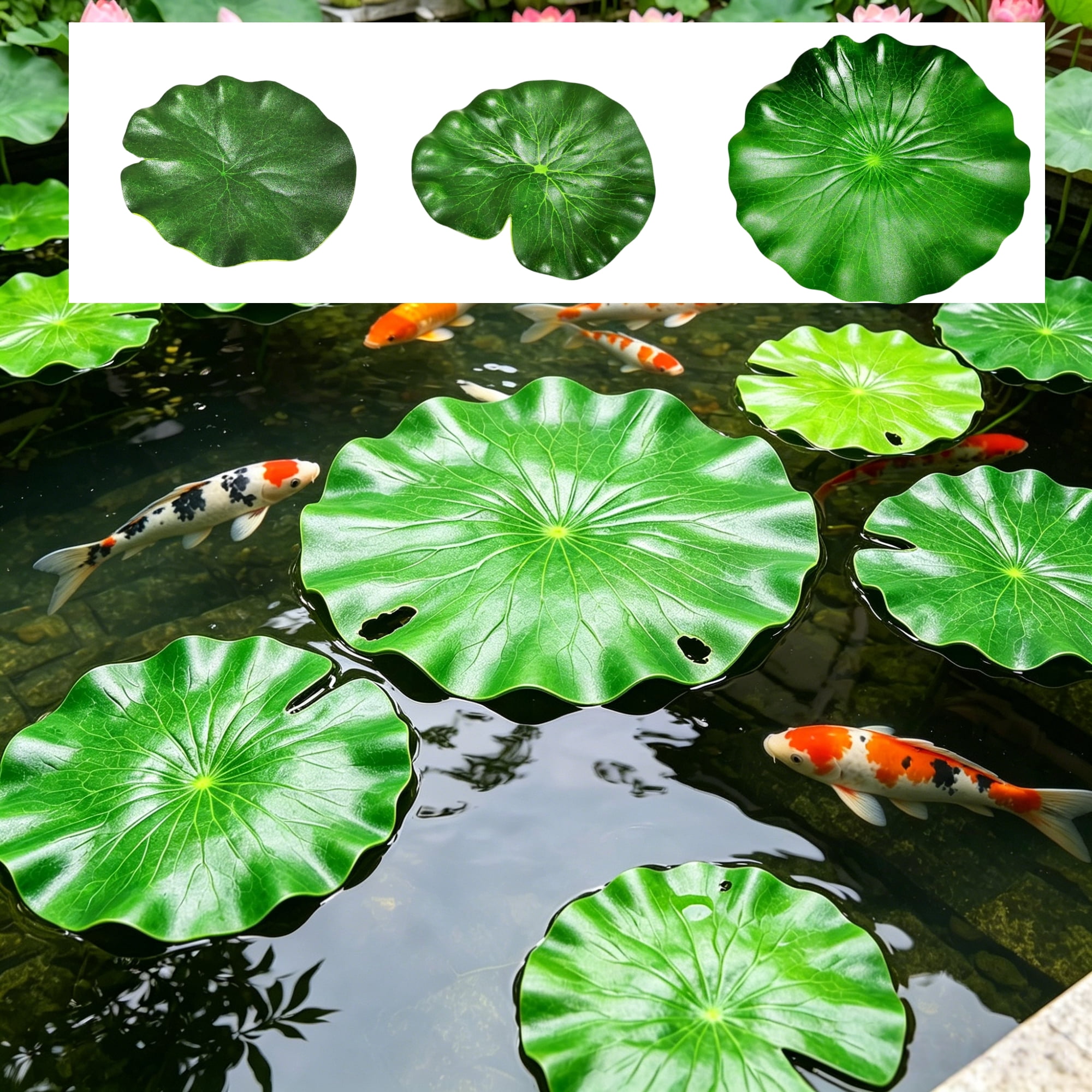 Artificial Floating Lily Pads for Ponds, Realistic Floating Foam Lotus ...