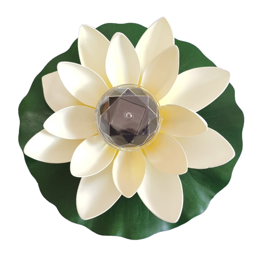 Artificial Floating Lotus Solar Powered Night Lights Led Energy Saving ...