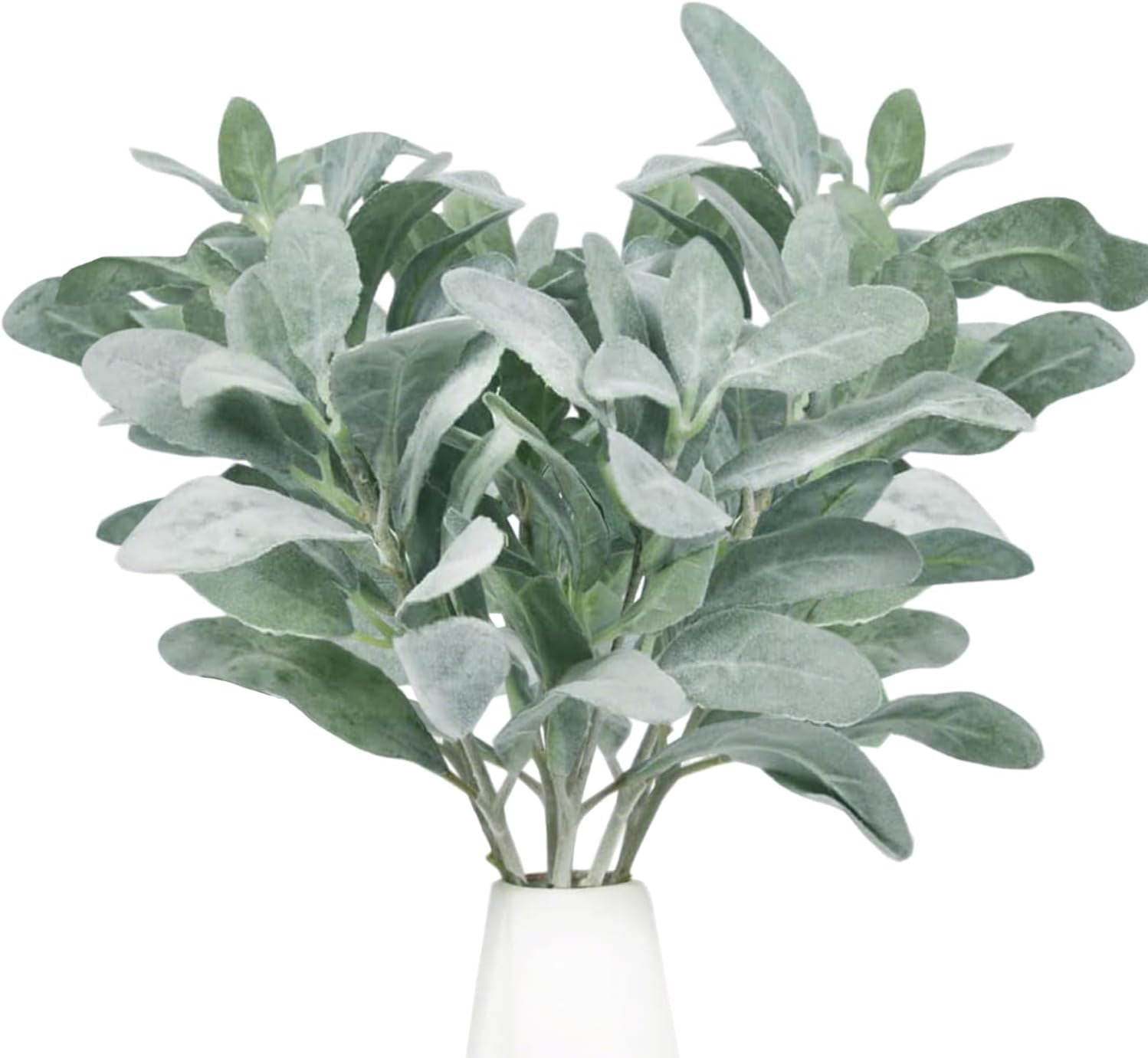 Artificial Flocked Lambs Ear Leaves Dusty Miller Stems Flocked Oak ...