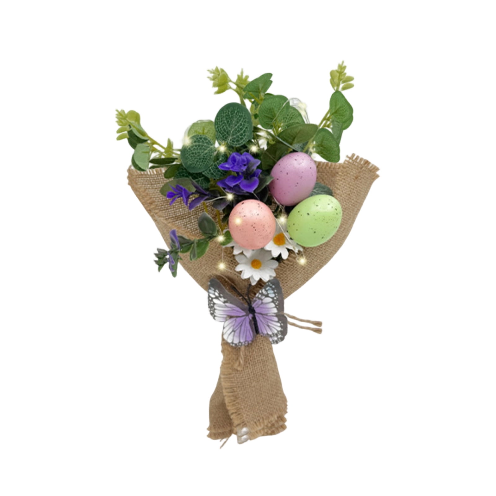 Artificial Floral Bouquet with Decorative Eggs and Butterfly Rustic ...