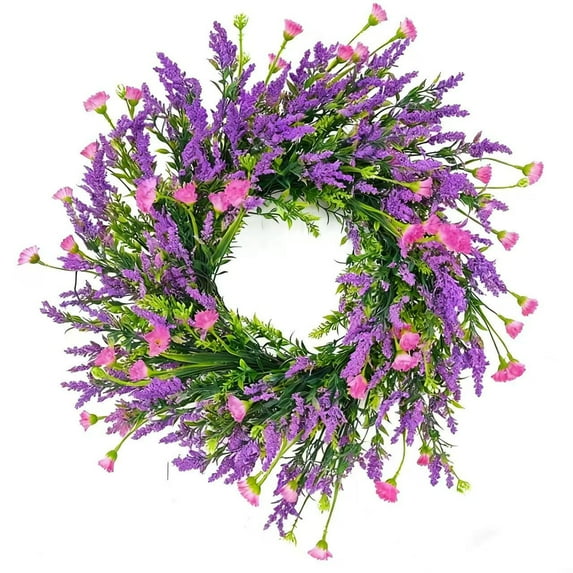Artificial Floral Wreath with Pink Purple Lavender for Spring Home ...