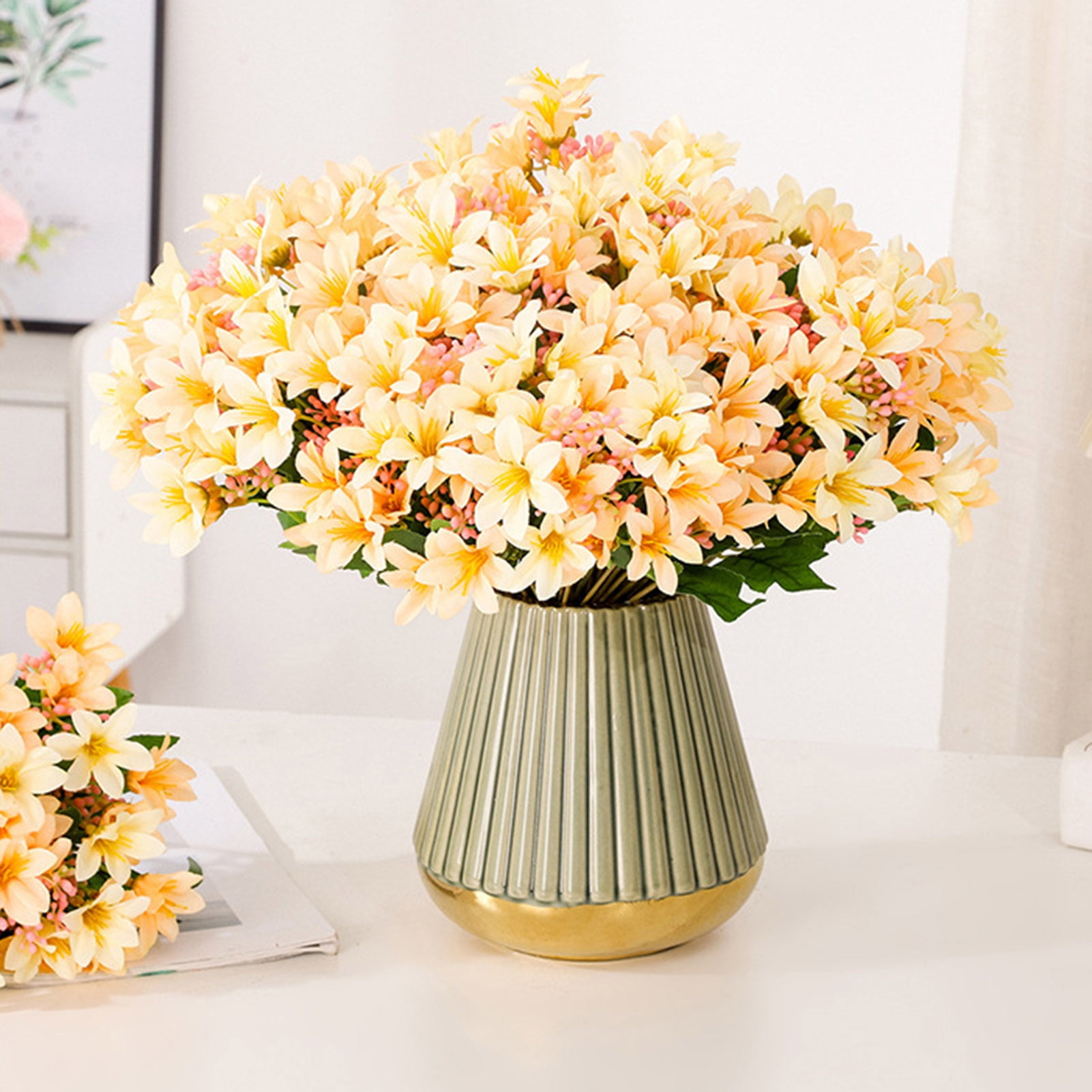 Artificial Flower 18 Forks Realistic Vivid Floral Arrangement Table ...