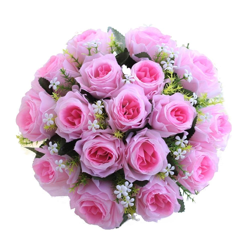 Artificial Flower 18Head Artificial Silk Roses Flowers Bridal Bouquet ...