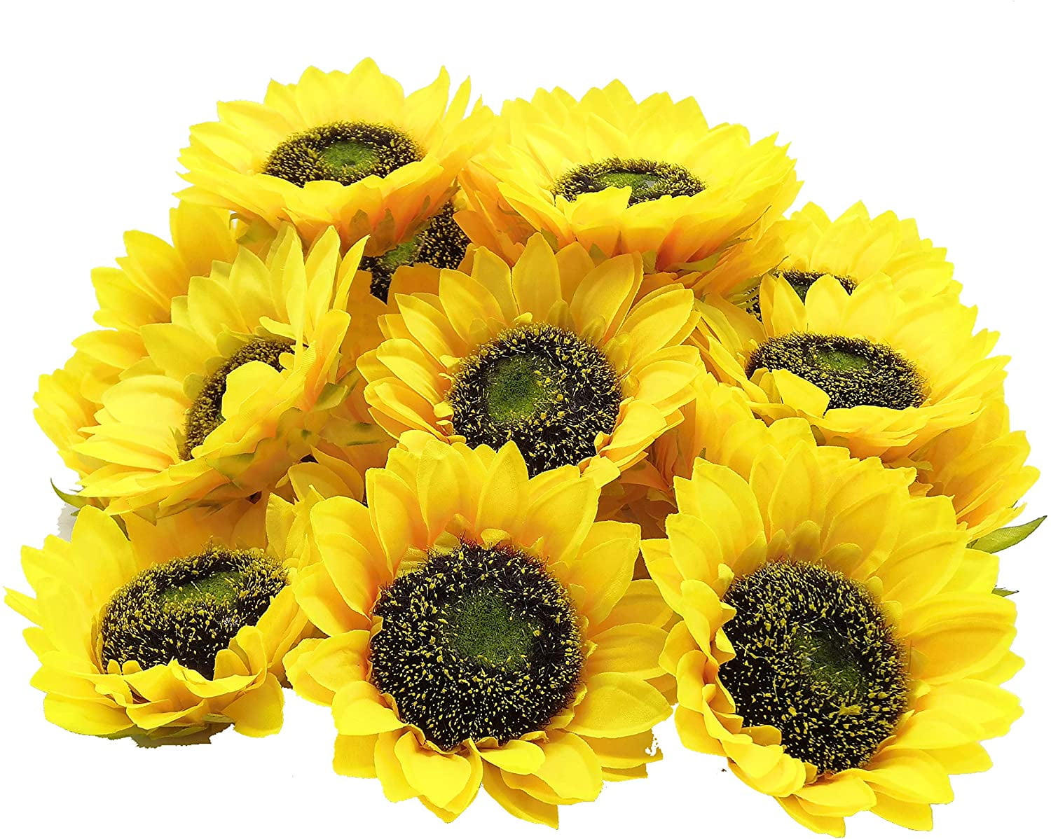 Artificial Flower 30pcs 5''W Silk Sunflower Heads Real Looking Fake ...
